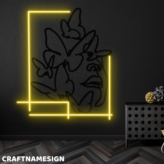 Craftnamesign Girl Face Neon Decal Woman Face Artwork Coffee Store