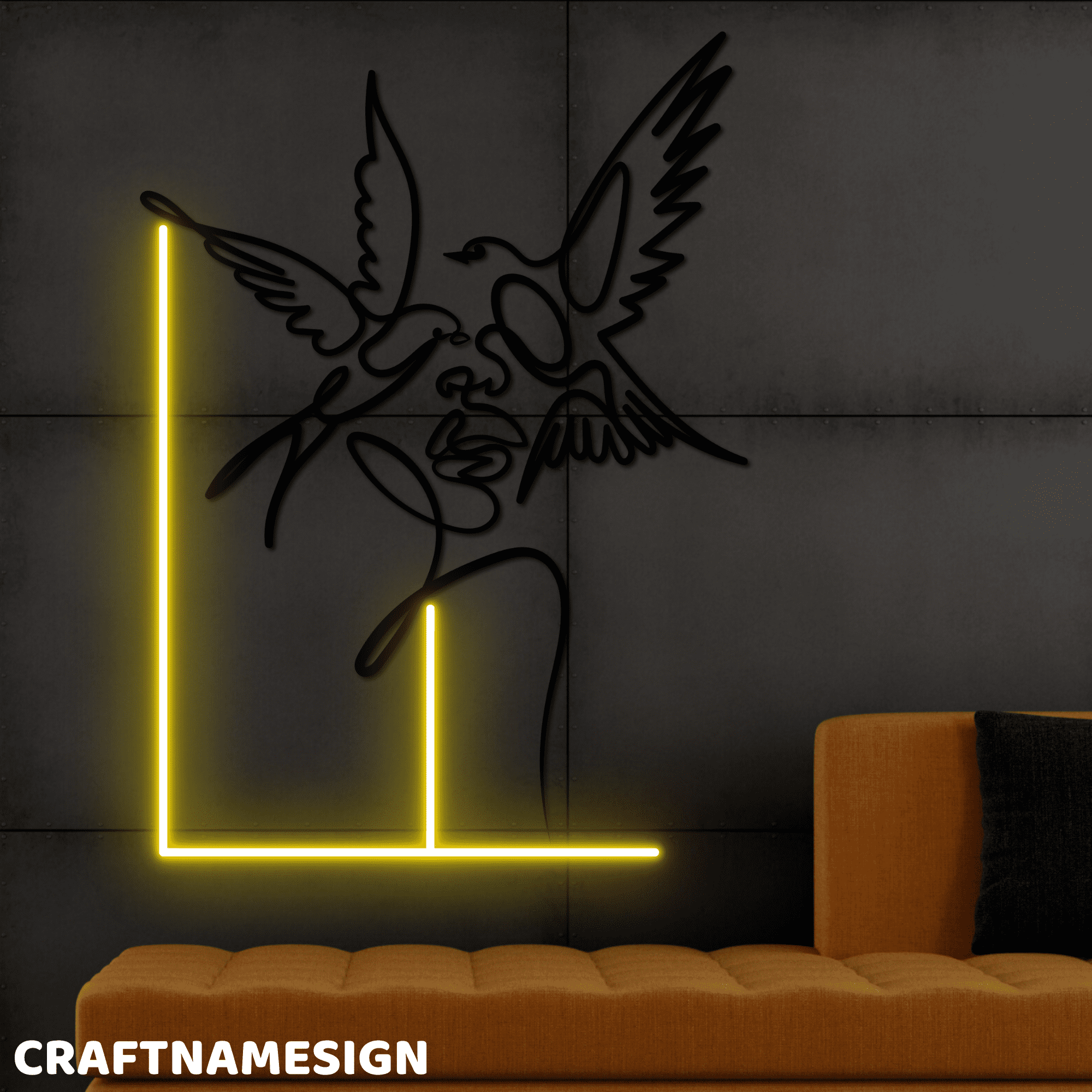 Craftnamesign Girl Face With Bird Neon Decal, Bedroom Wall Sign ...