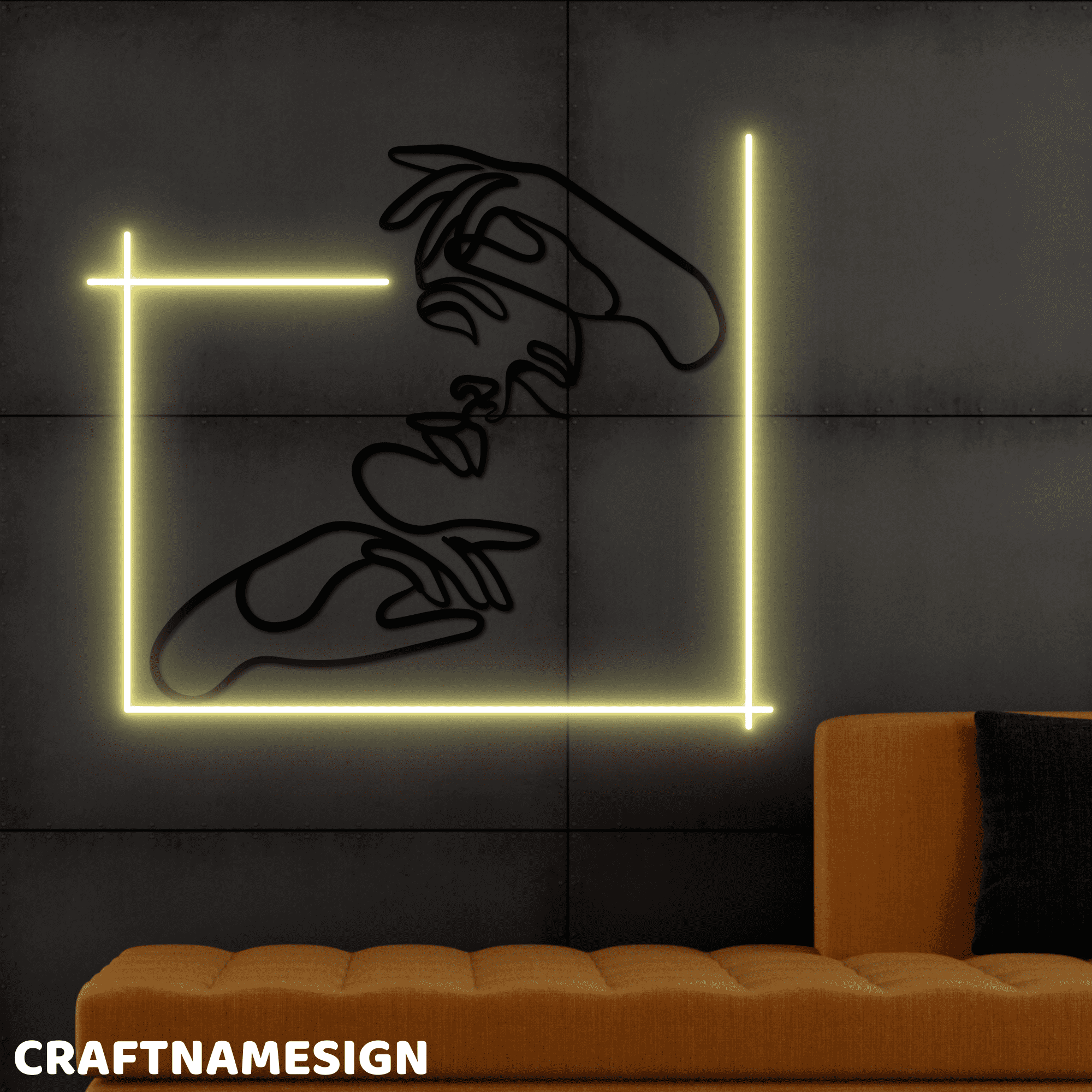 Craftnamesign Girl Face With Hand Neon Decal, Artwork Wall Decor For ...