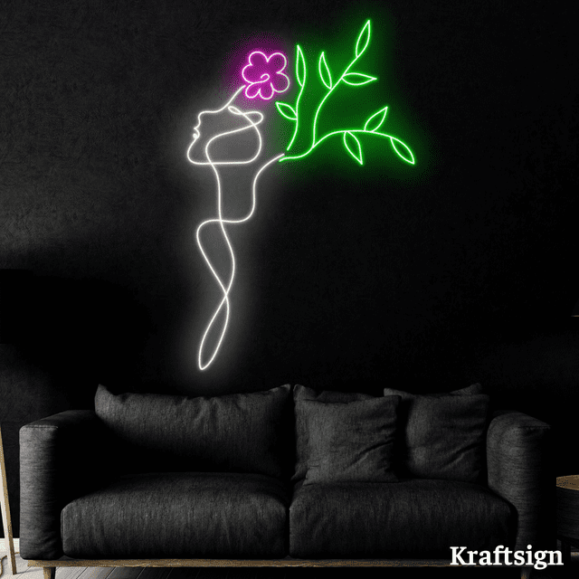 Craftnamesign Girl Flora Neon Sign Girl Room Decor Bedroom Wall Art