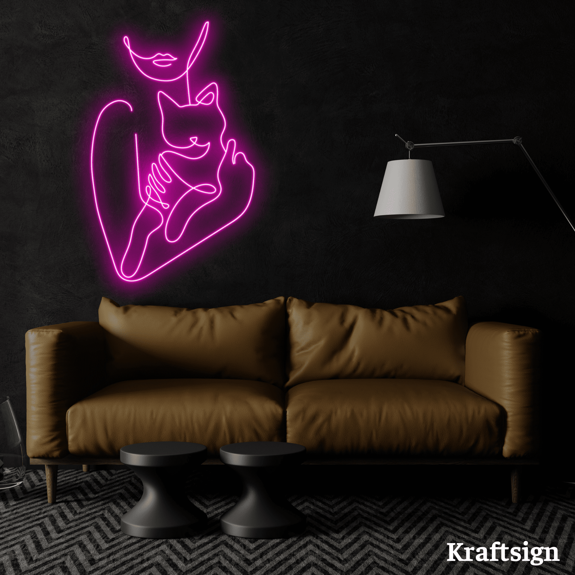 Craftnamesign Girl Hug Cat Neon Sign, Cat Lover Gifts, Cat LED Signs ...