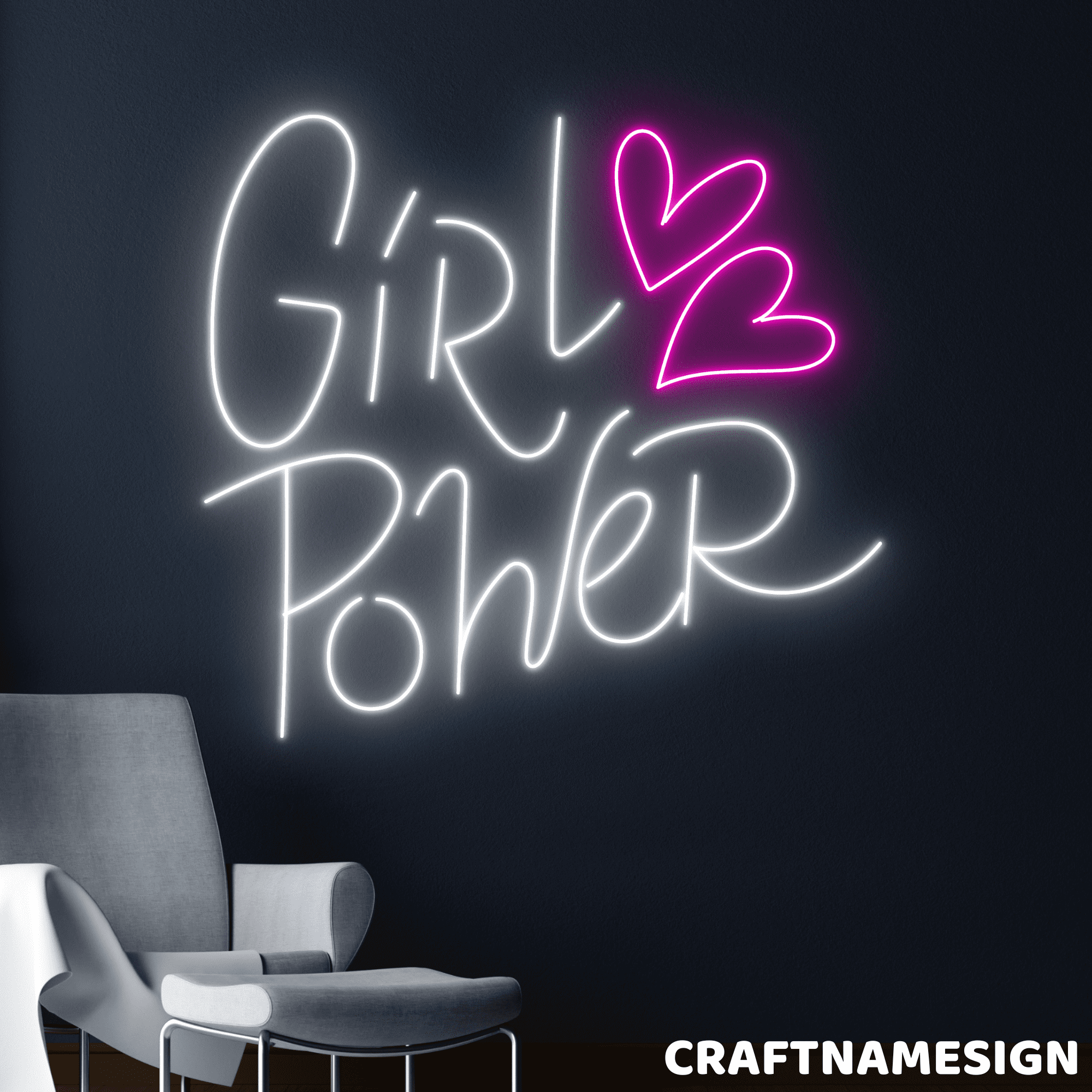 Craftnamesign Girl Power Neon Sign, Girl Room Wall Decor, Beauty Room ...