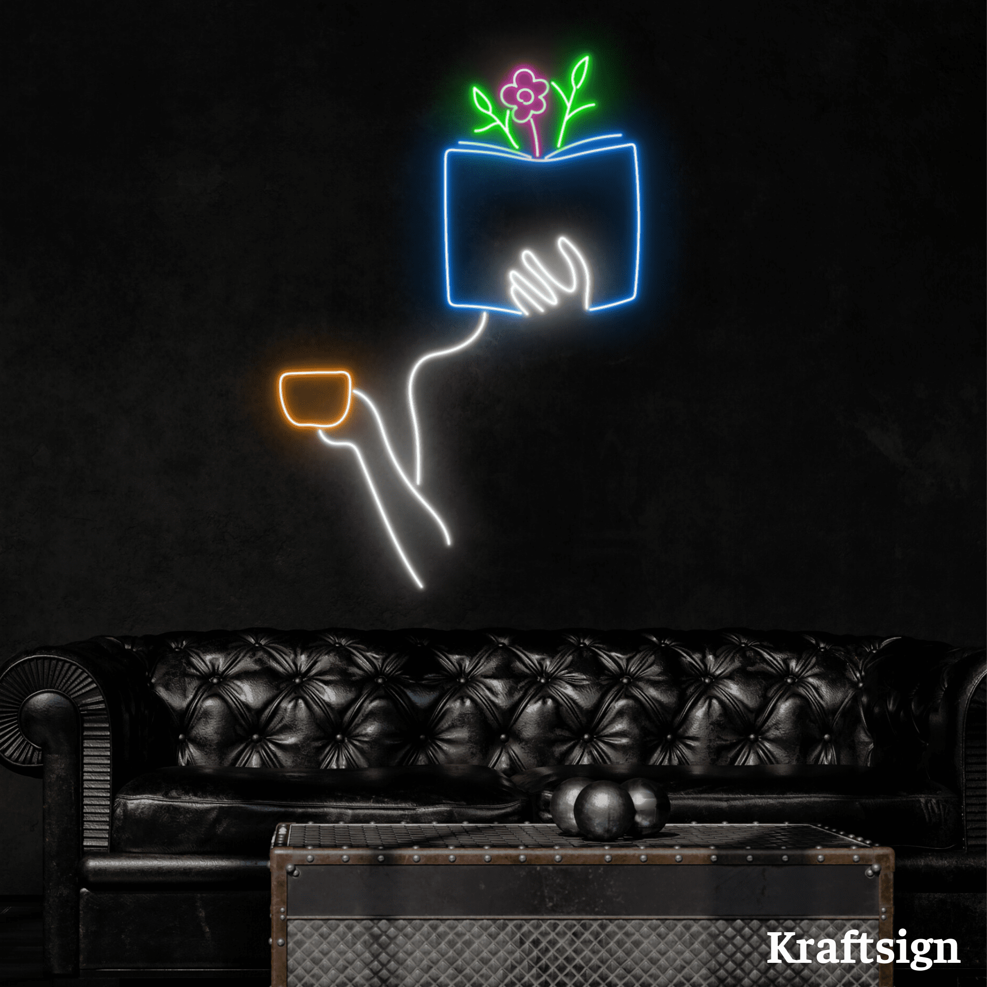 Craftnamesign Girl Reading Book Neon Sign, Book Store Decor, Library ...