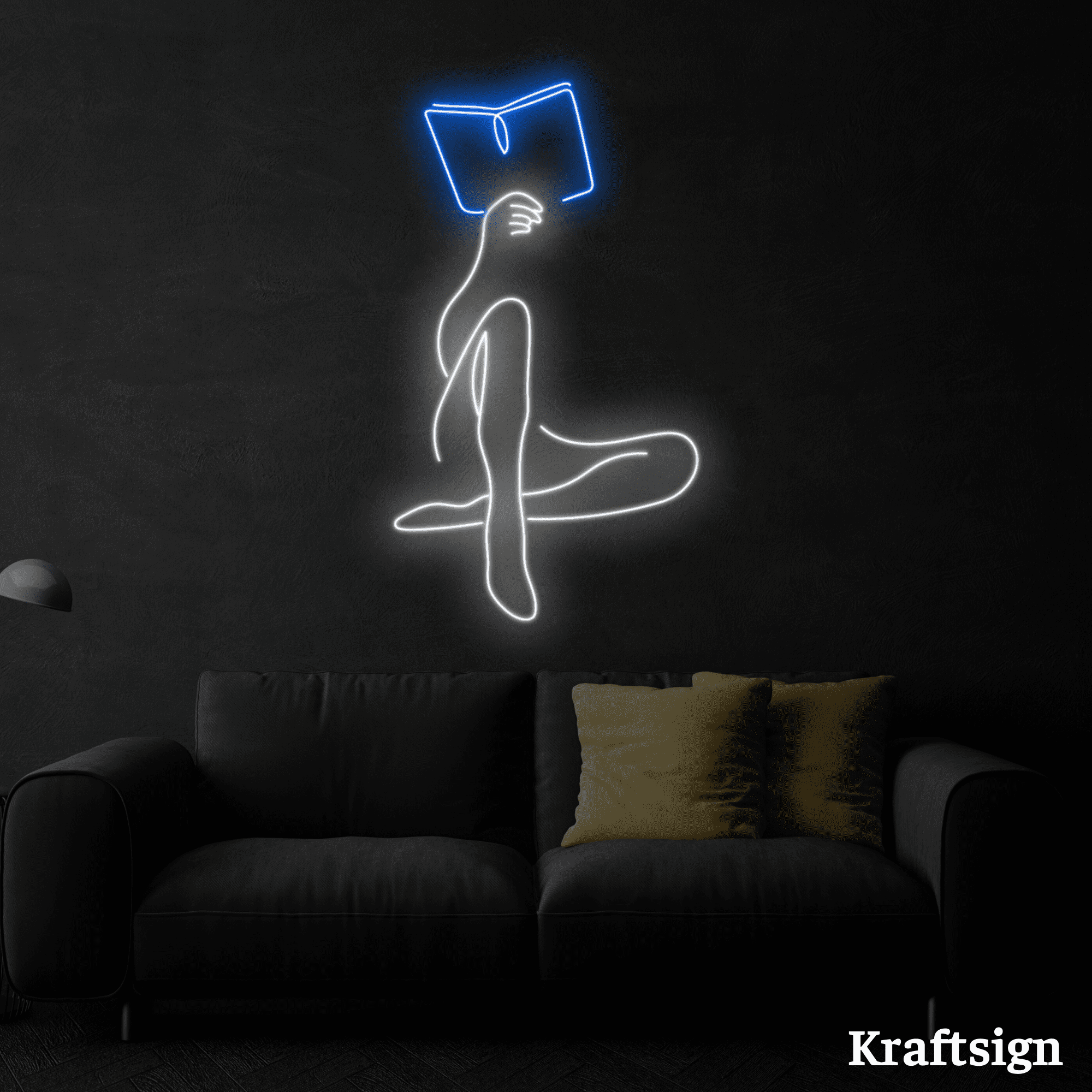 Craftnamesign Girl Reading Book Neon Sign, Book Store Decor, Library ...