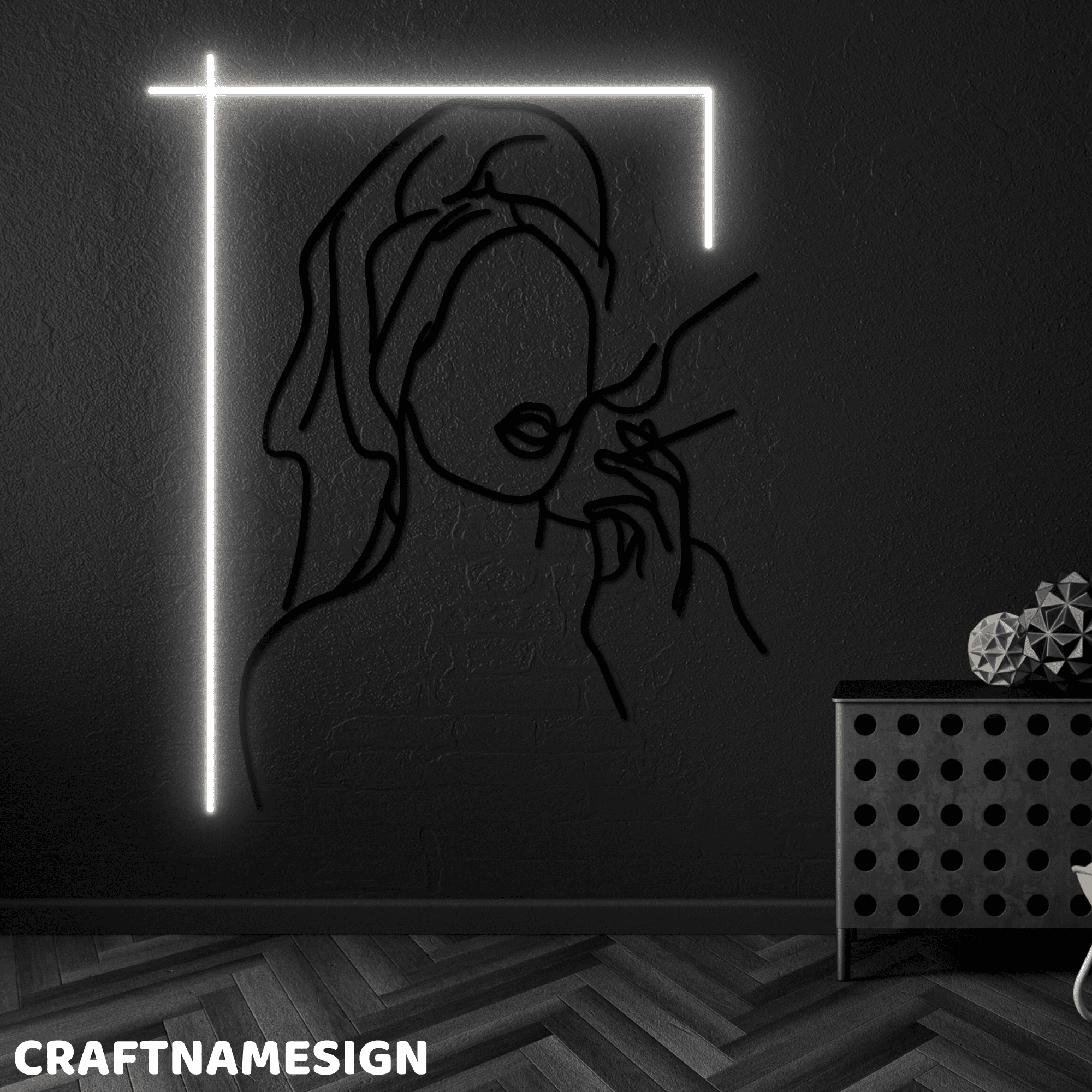Craftnamesign Girl Smoking Neon Decal, Woman Wall Art, Bathroom Wall ...