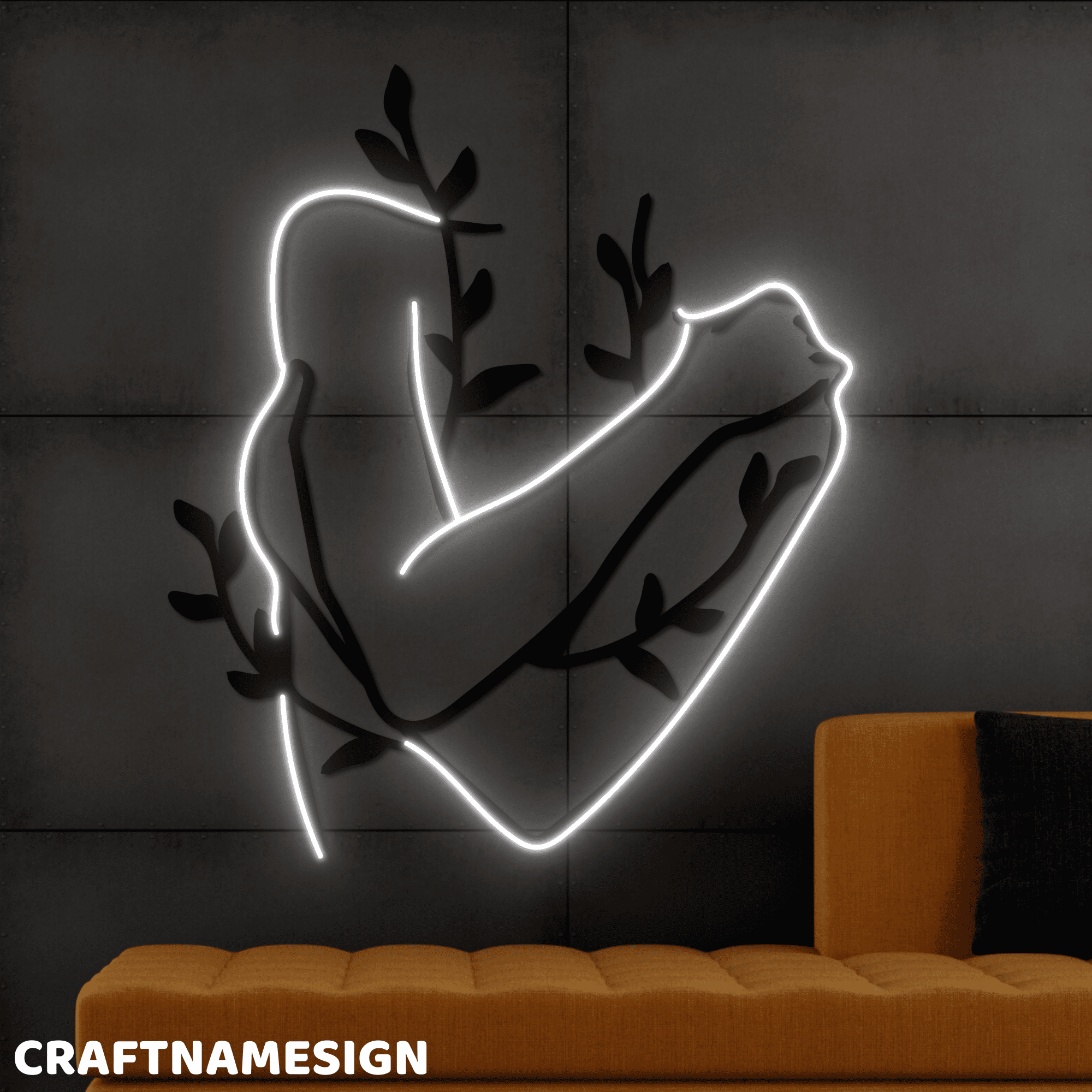 Craftnamesign Girl With Leaf Neon Decal, Bedroom Wall Sign, Girl Room ...