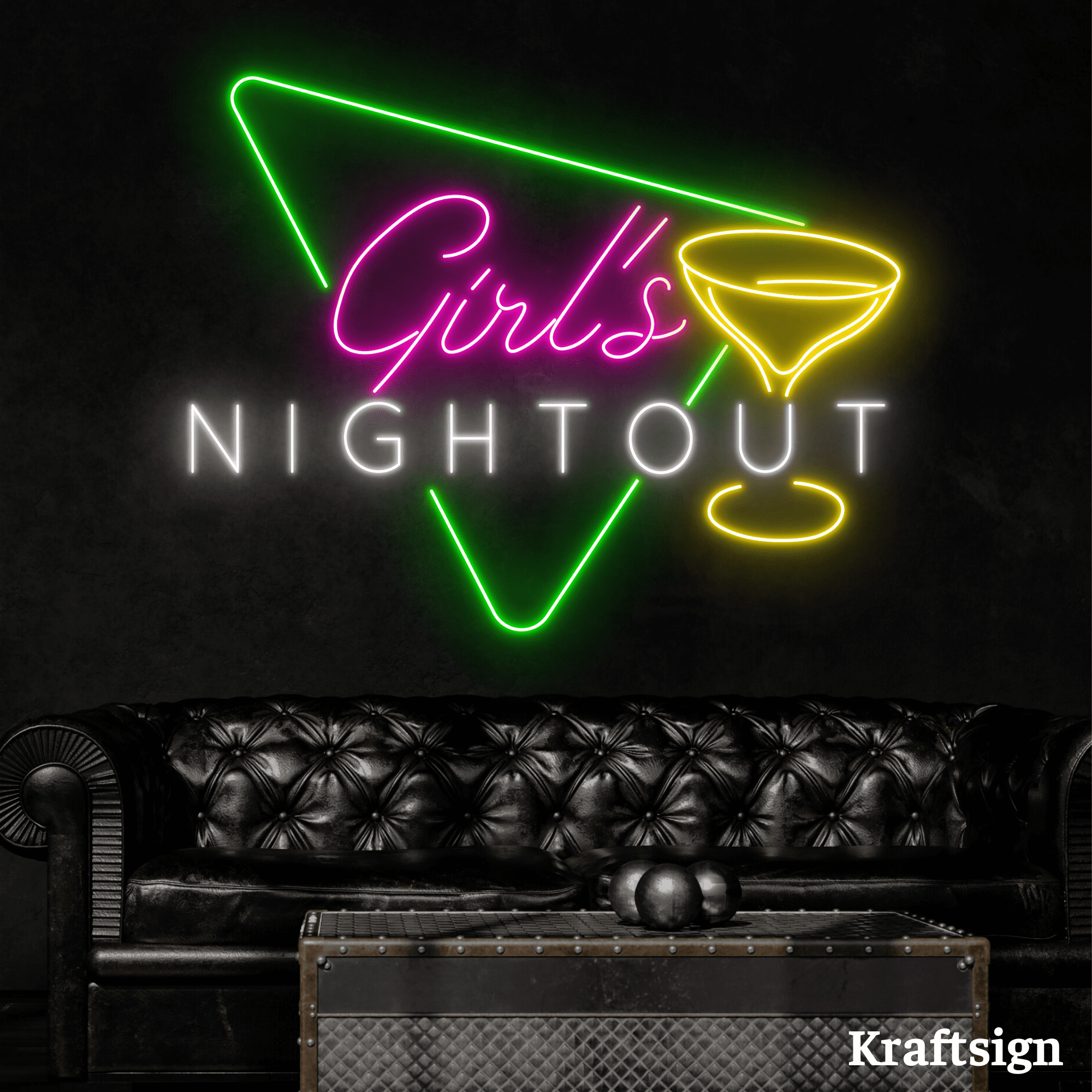 Craftnamesign Girl's Night Out Neon Sign, Bar Decor, Bar Sign, Bar Art ...