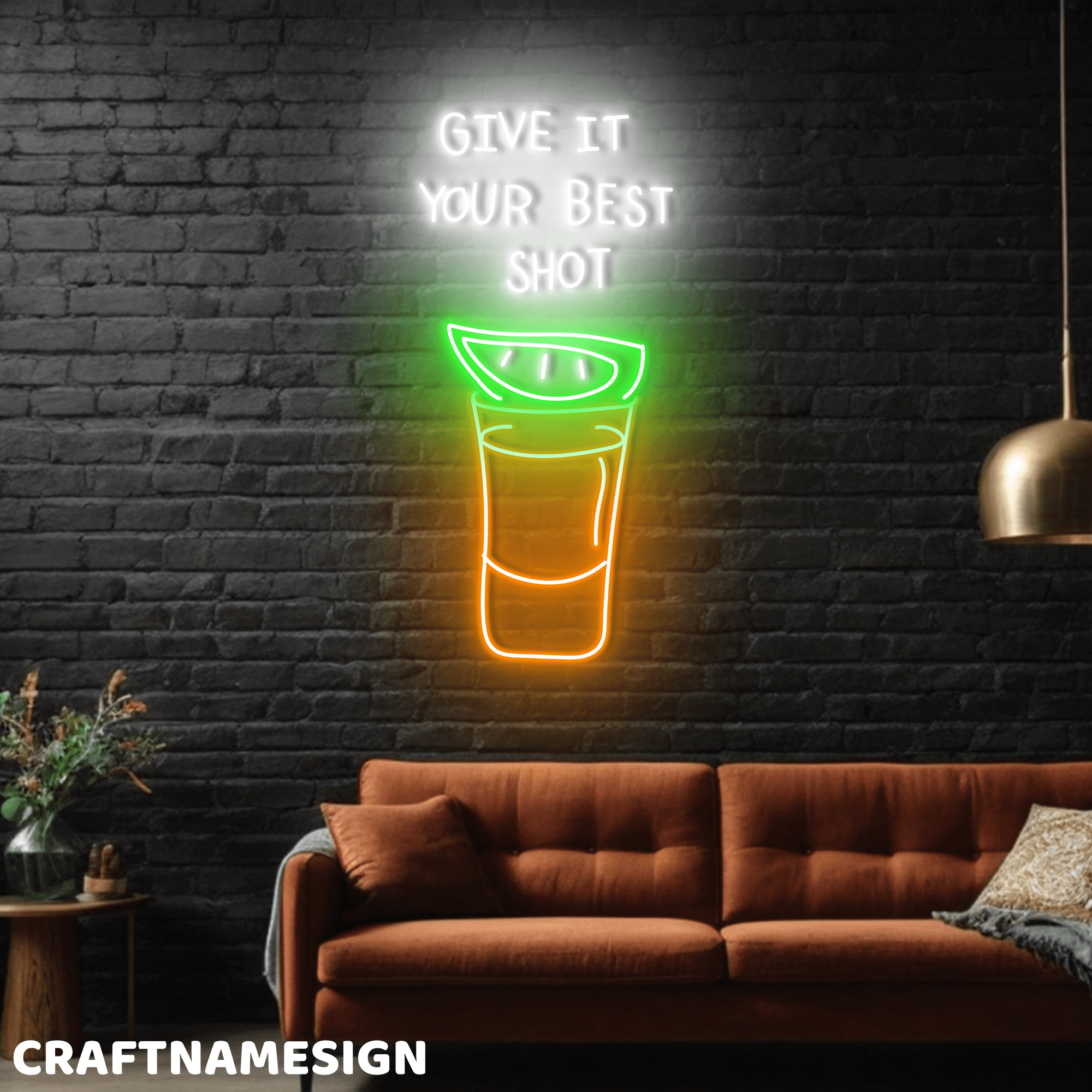 Craftnamesign Give It Your Best Shot Neon Sign, Wine Shot Wall Decor ...
