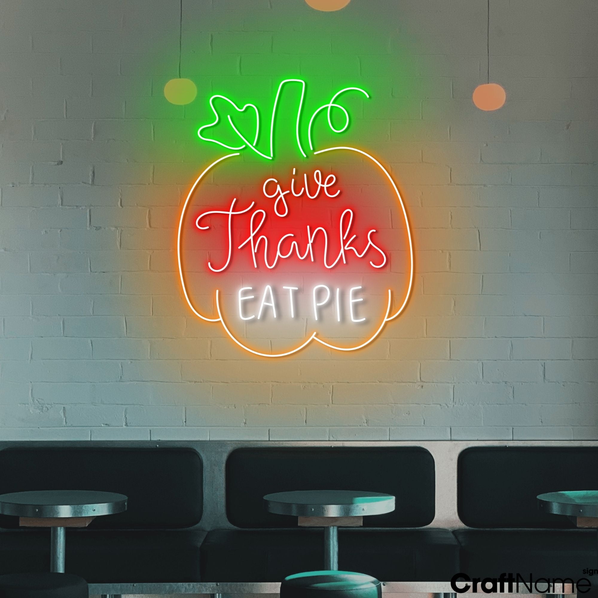 Craftnamesign Give Thanks Eat Pie Neon Light, Pumpkin Pie Sign ...