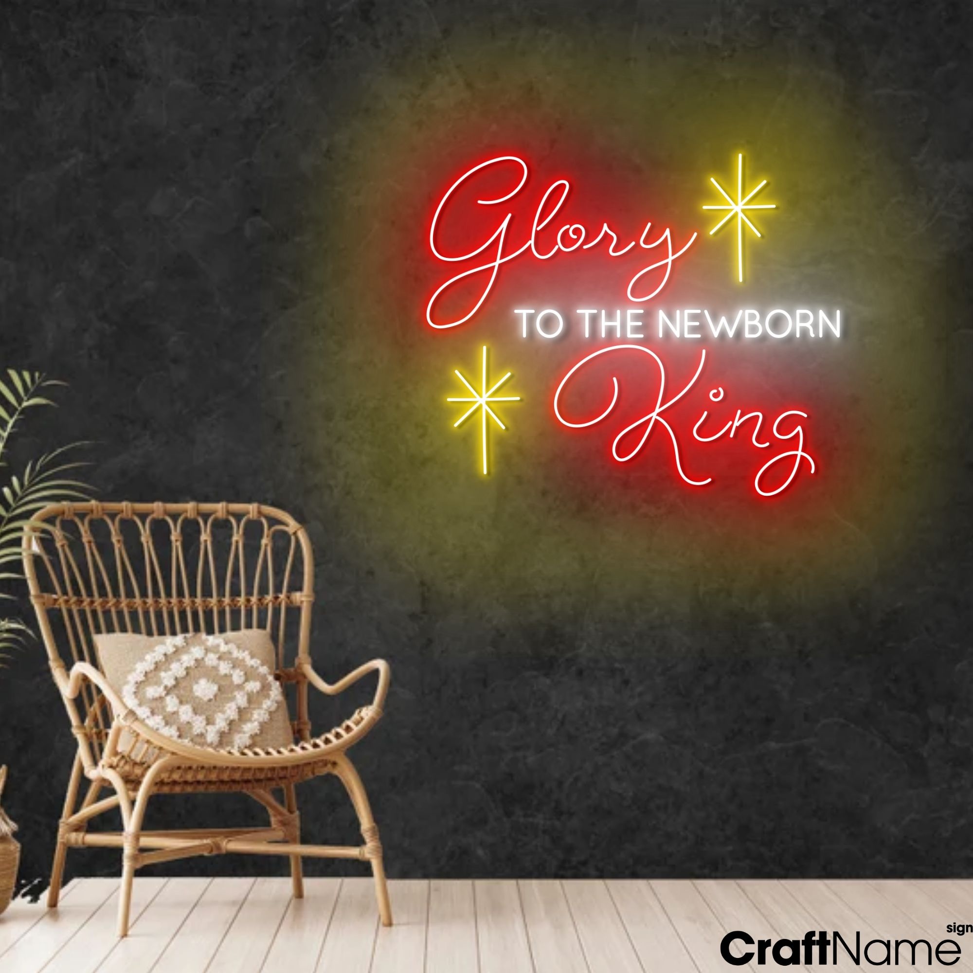 Craftnamesign Glory To The Newborn King Neon Light Sign, Christmas LED ...