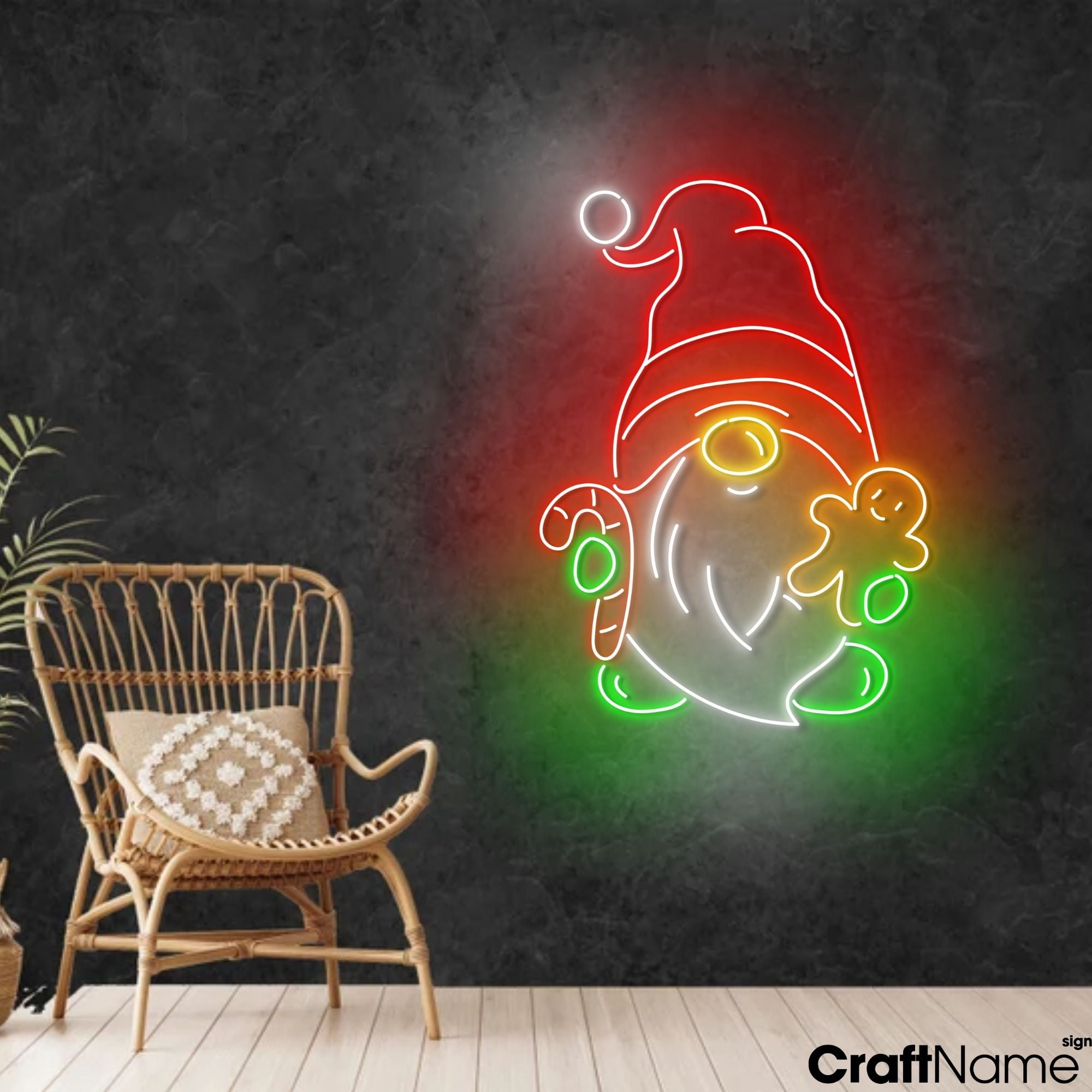 Craftnamesign Gnomes Xmas Neon Light, Santa Claus LED Sign, Christmas ...