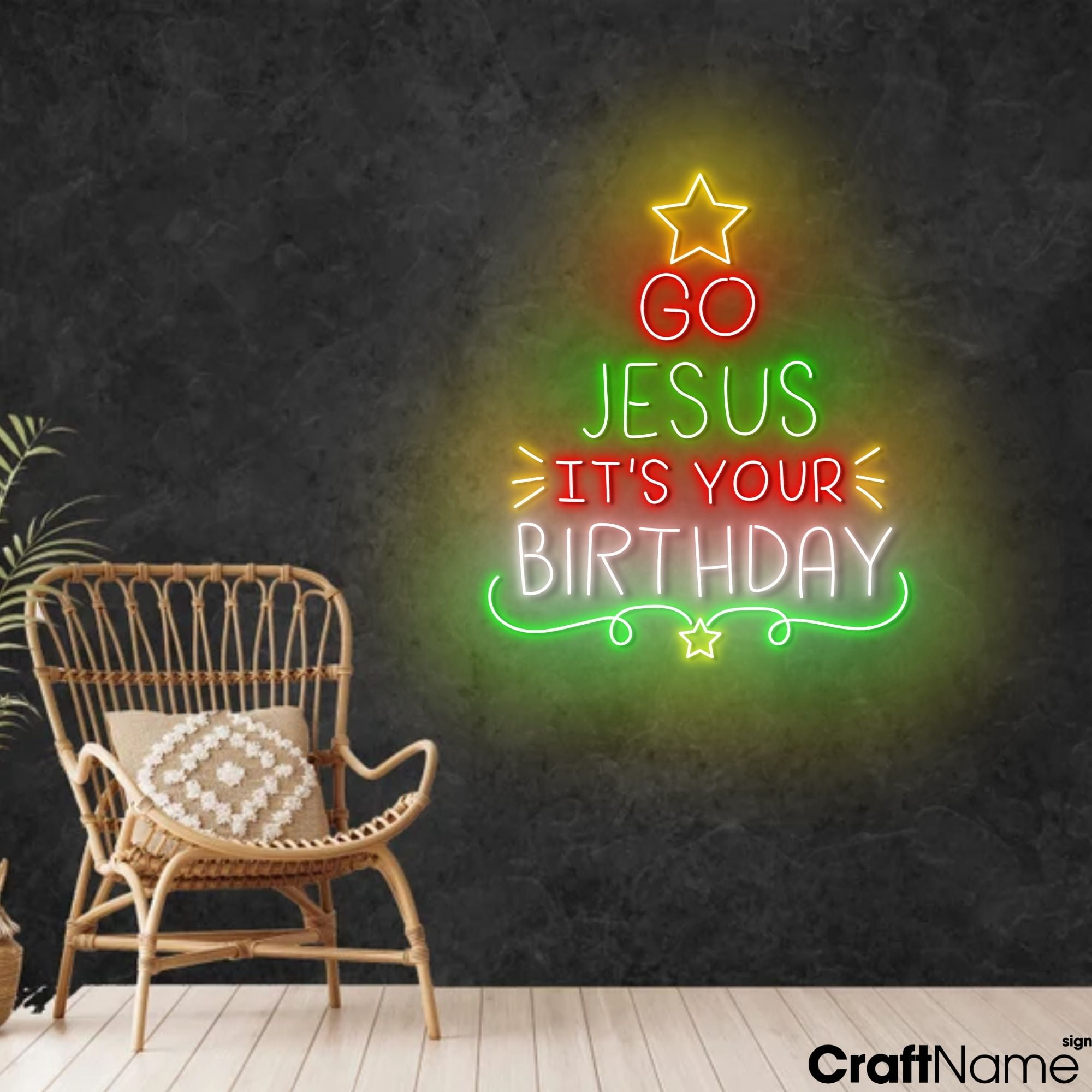 Craftnamesign Go Jesus It's Your Birthday Neon Light, Christmas LED ...