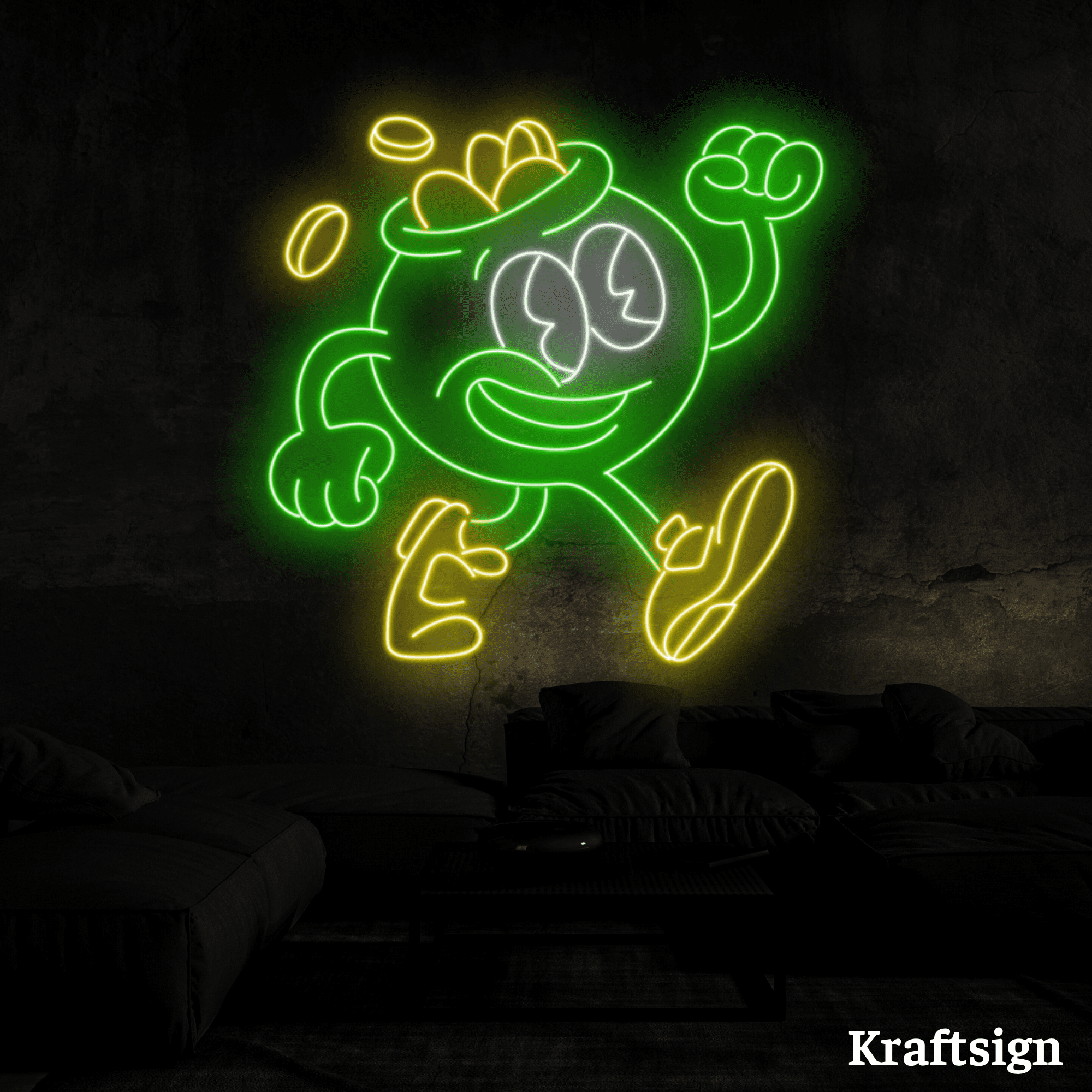 Craftnamesign Gold Neon Sign, St. Patrick Day Decor, Lucky Money LED ...