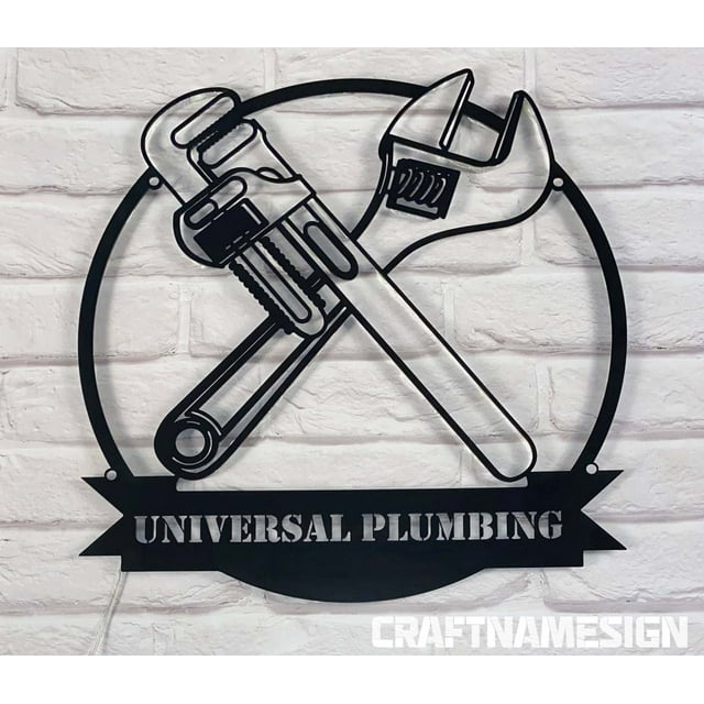 Craftnamesign Custom Plumbing Metal Sign LED Light, Custom Plumber Name ...