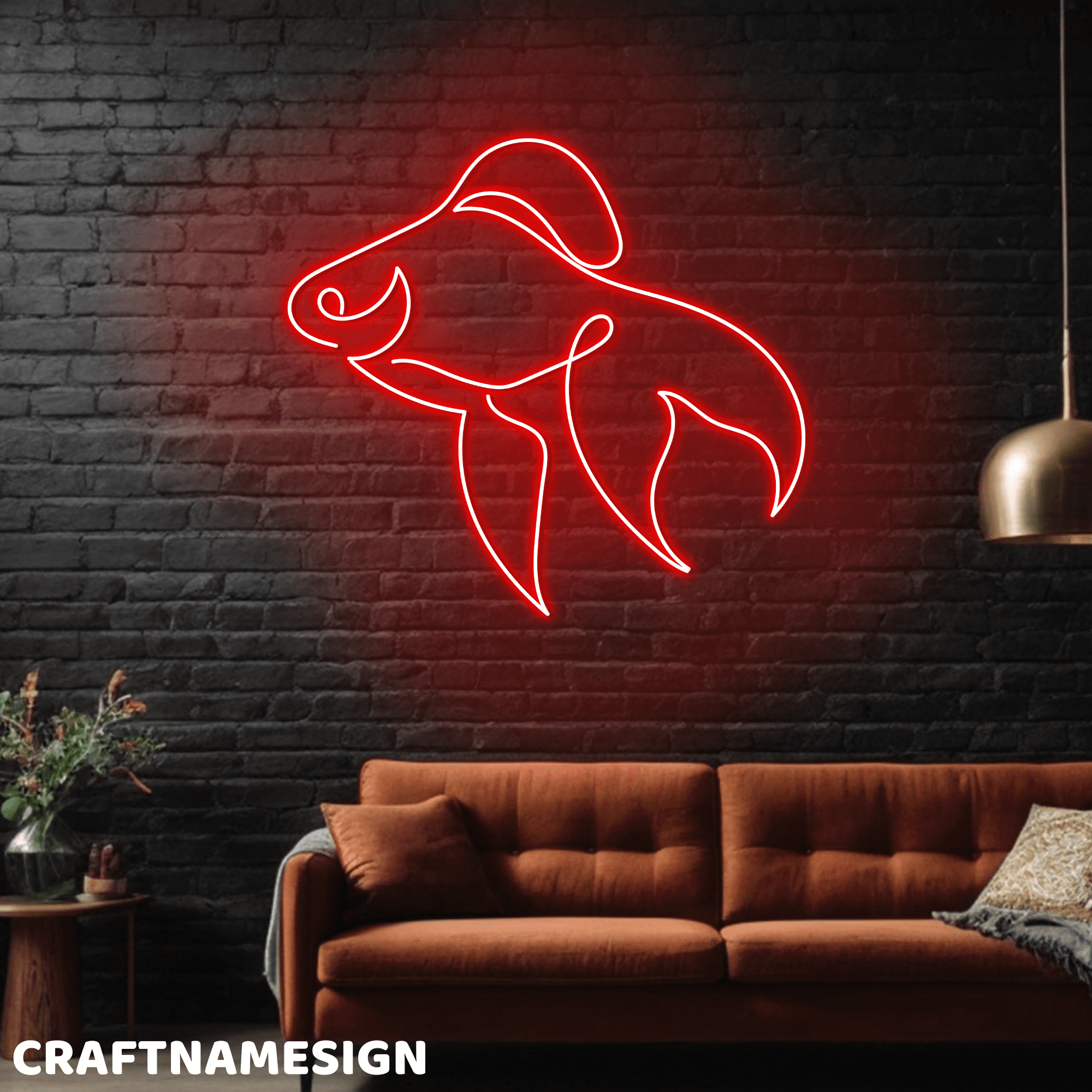 Craftnamesign Goldfish Neon Sign, Animal Wall Art, Home Room Wall Decor ...