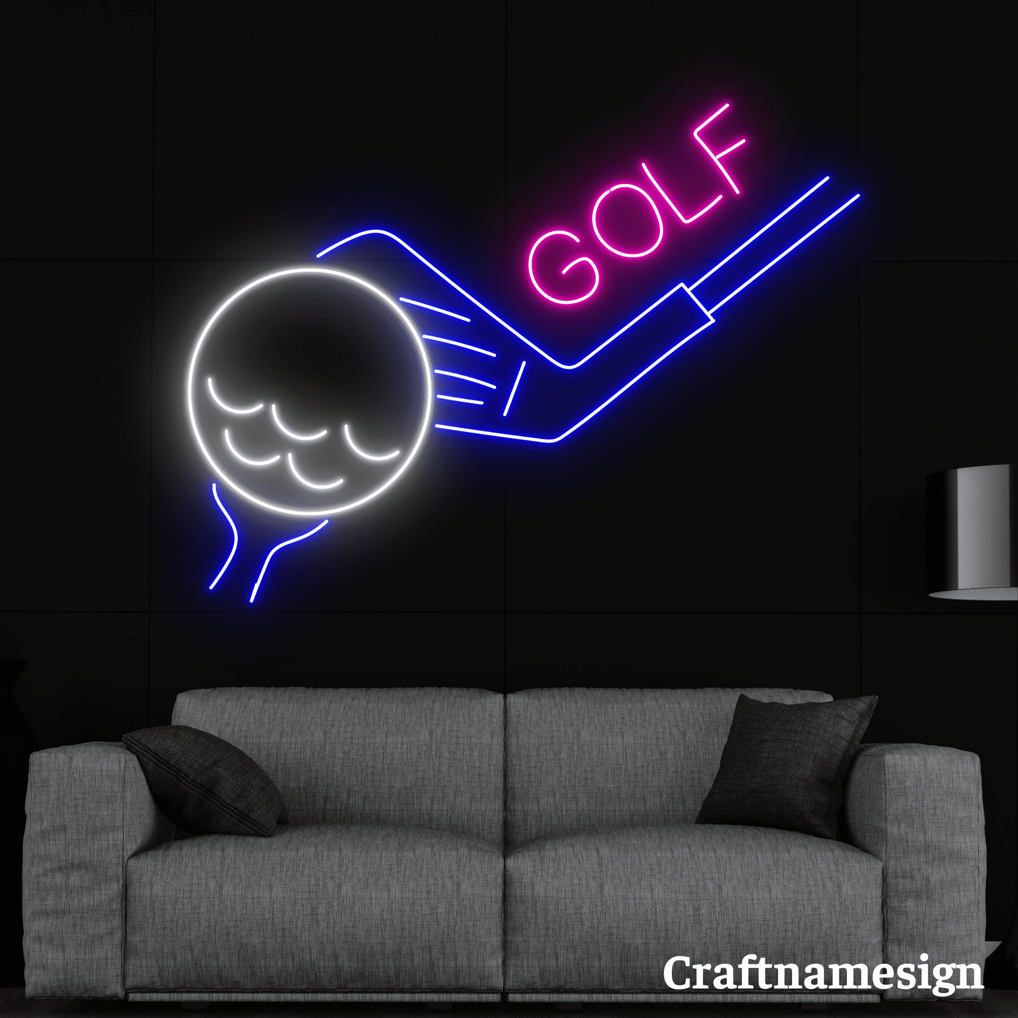 Craftnamesign Golf Ball And Golf Racket Neon Sign for Golf Shop Club ...