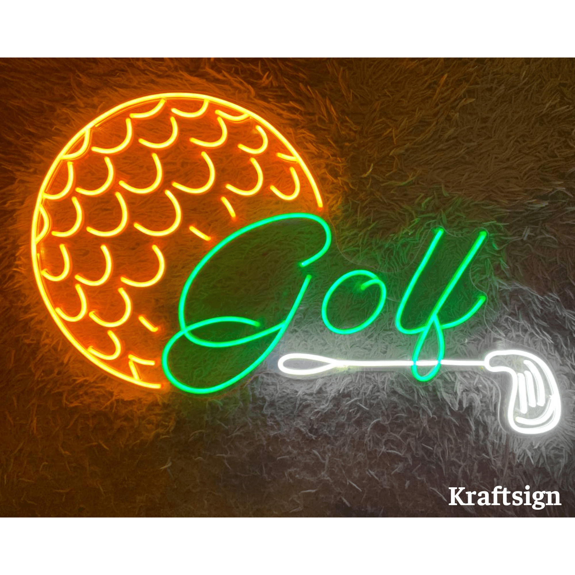 Craftnamesign Golf Ball Racket Neon LED Lights Signs 23" x 15" for Golf ...