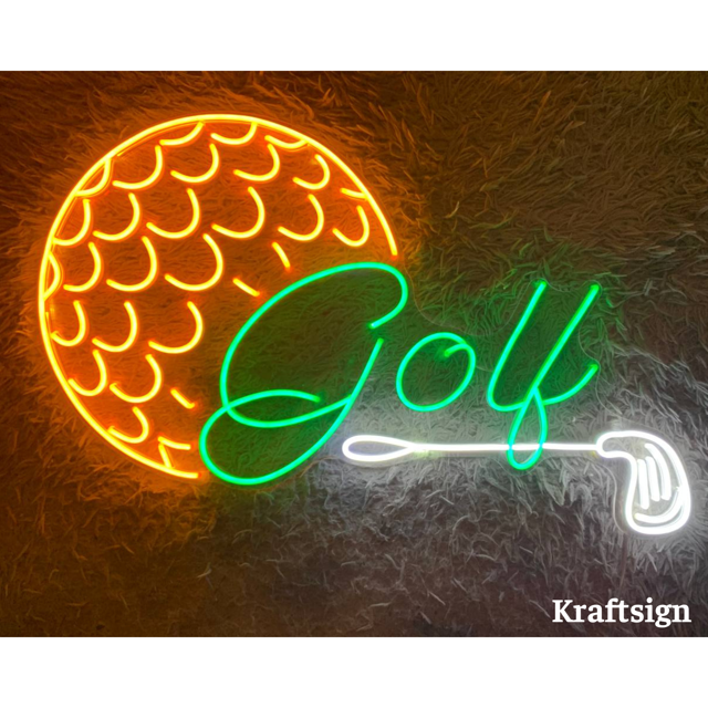 Craftnamesign Golf Neon Sign, Golf Clubs LED Sign, Golf Shop Wall Art ...