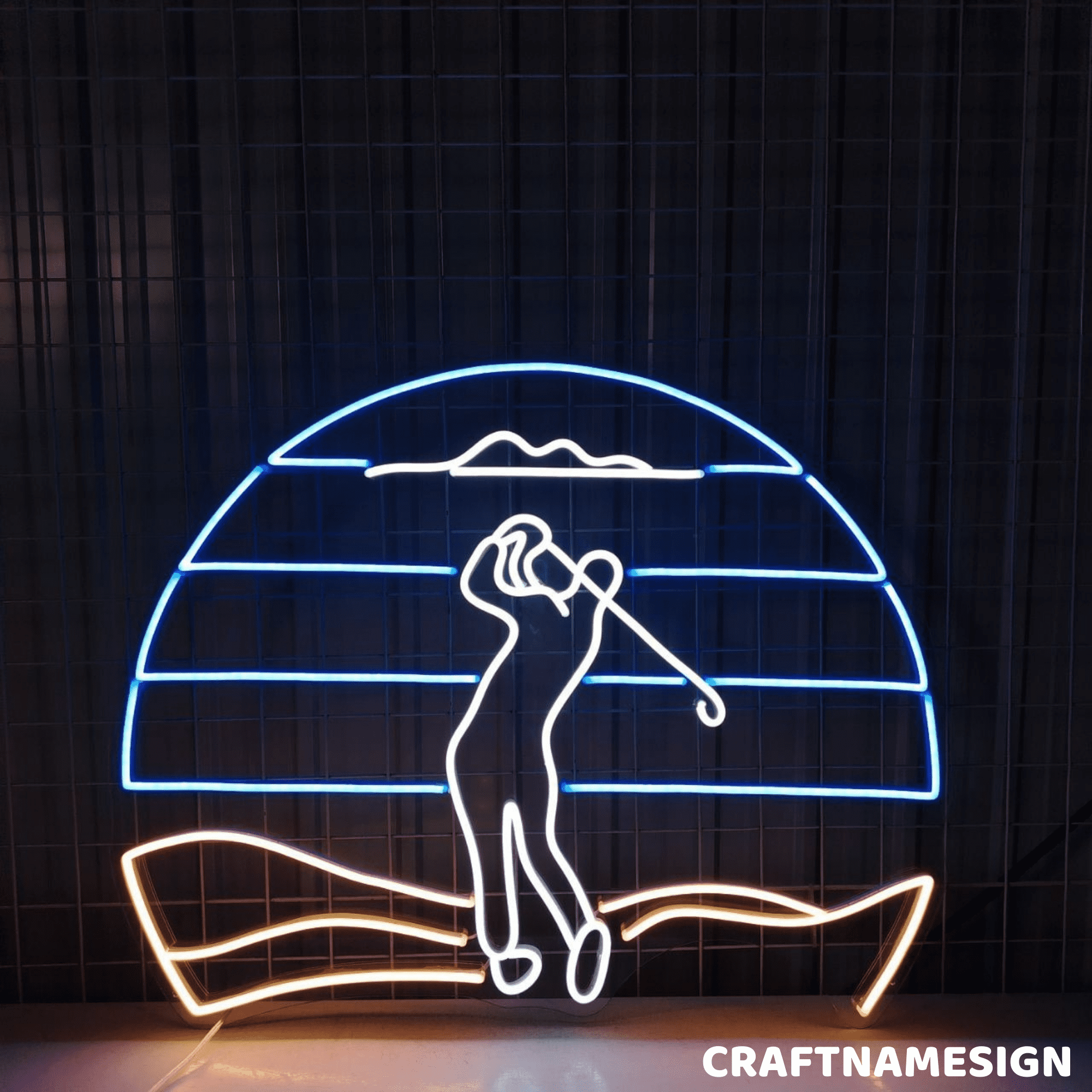 Craftnamesign Golf Player Neon Light For Golf Club, Home Golf Wall Art ...