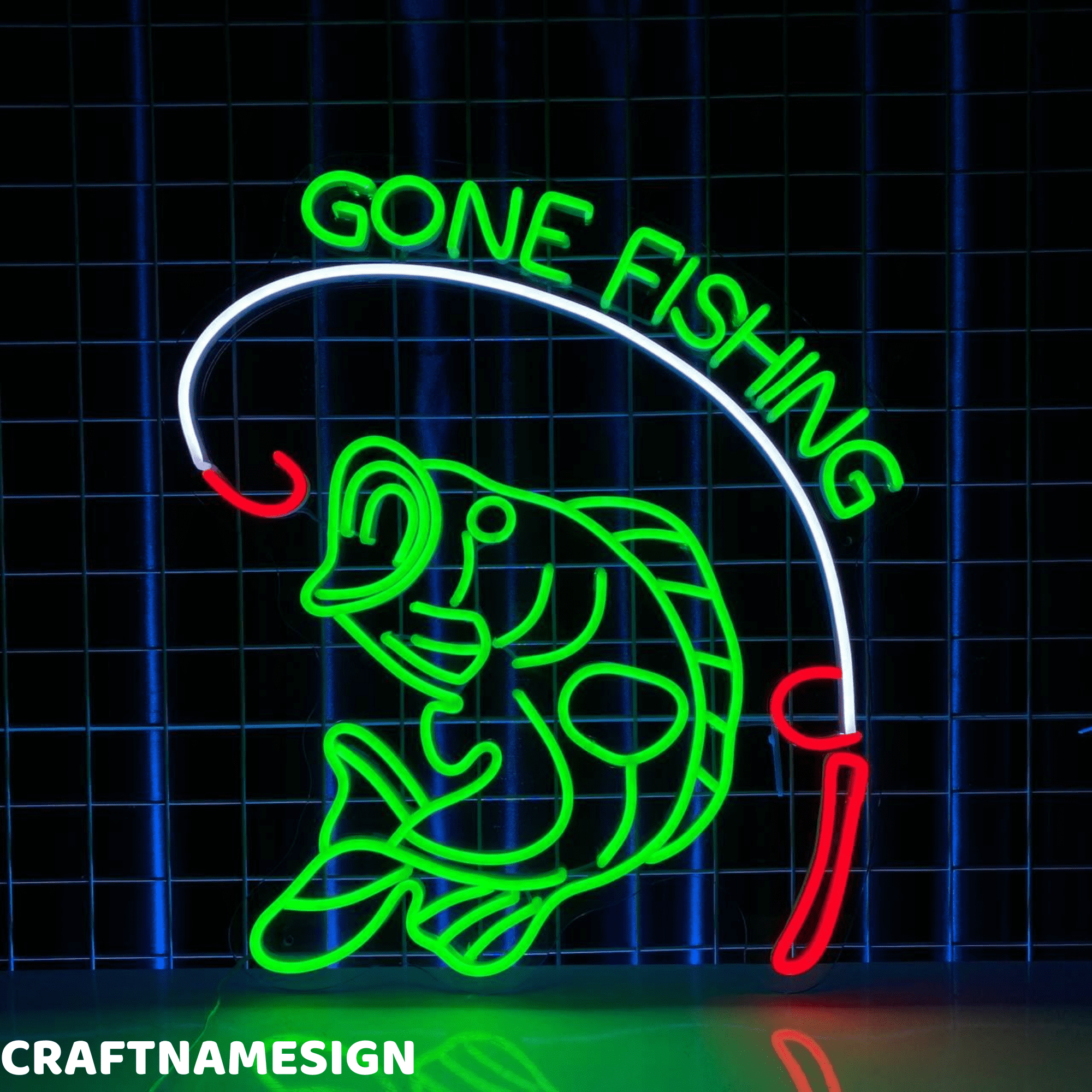 Craftnamesign Gone Fishing Neon Sign, Gone Fishing Wall Decor, Fishing ...