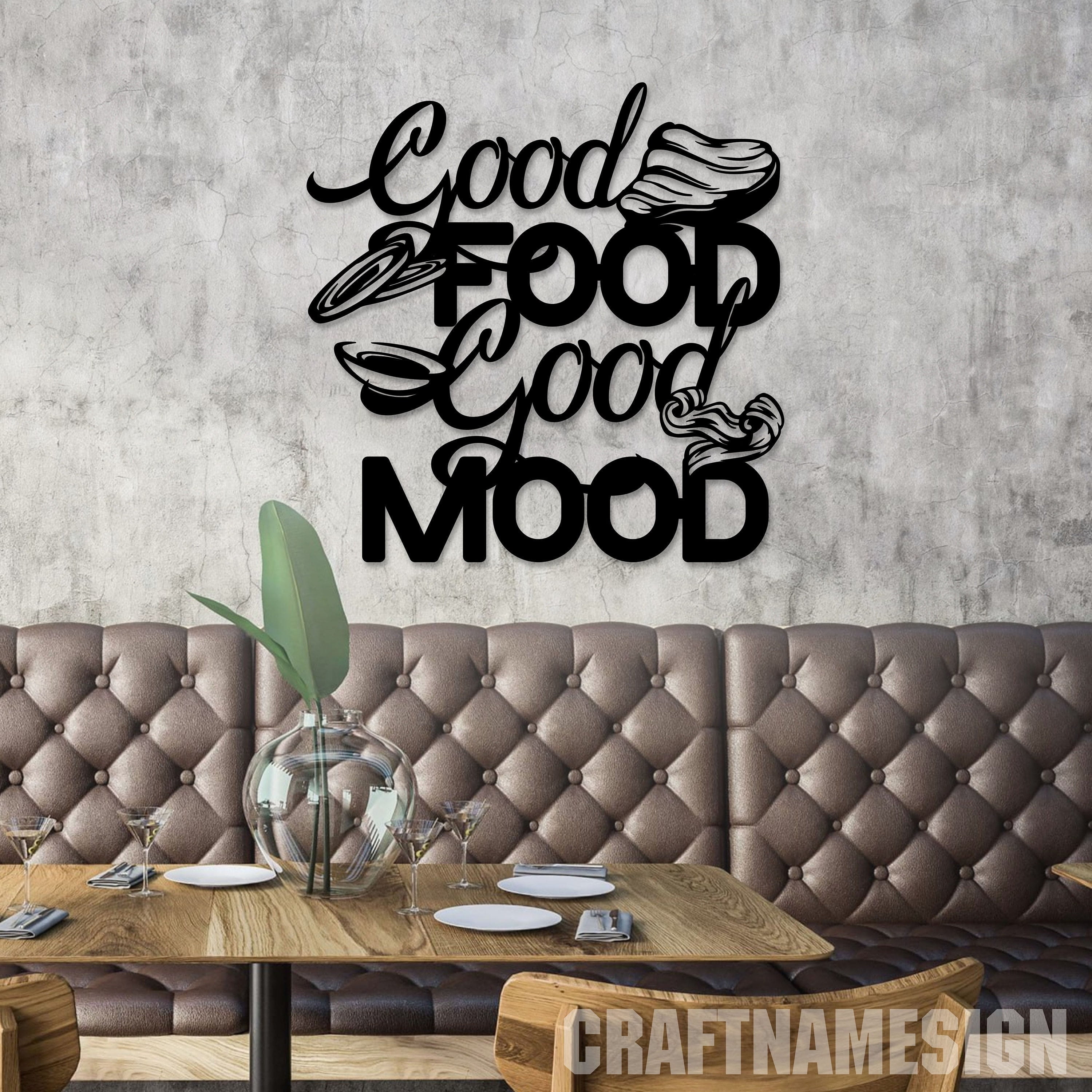 Craftnamesign Good Food Good Mood Metal LED Light, Custom Shop Name ...