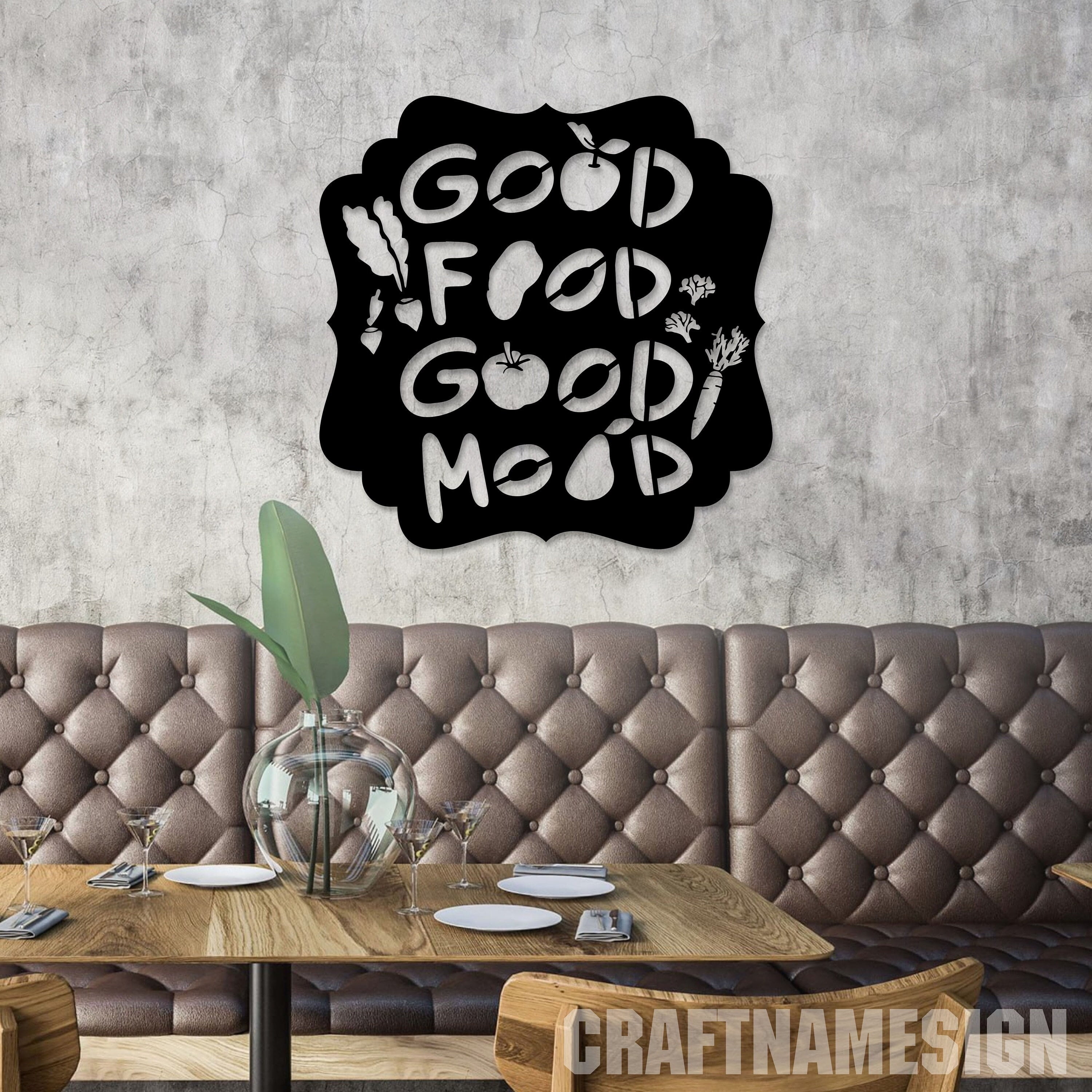 Craftnamesign Good Food Good Mood Metal LED Lights, Custom Shop Name ...