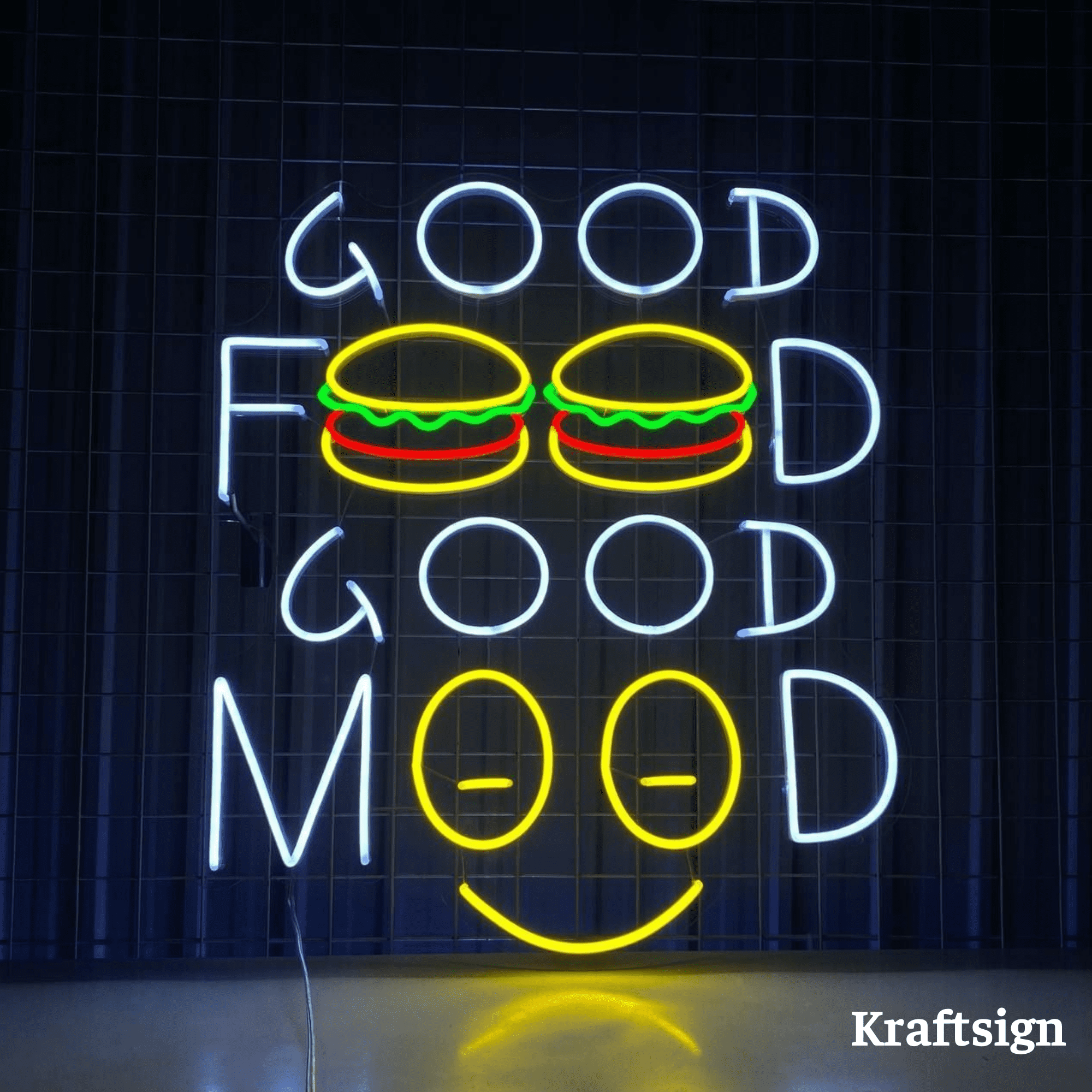 Craftnamesign Good Food Good Mood Neon Sign 21" x 23" for Burger Fast ...