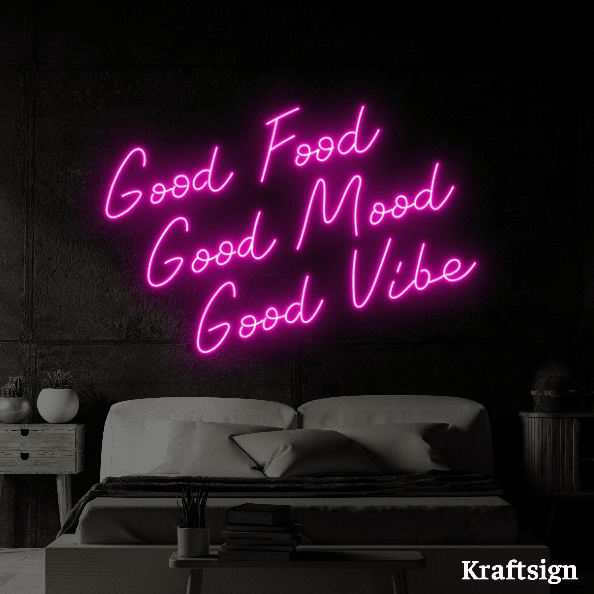 Craftnamesign Good Food Mood Vibes Neon Sign, Quotes LED Sign, Room ...