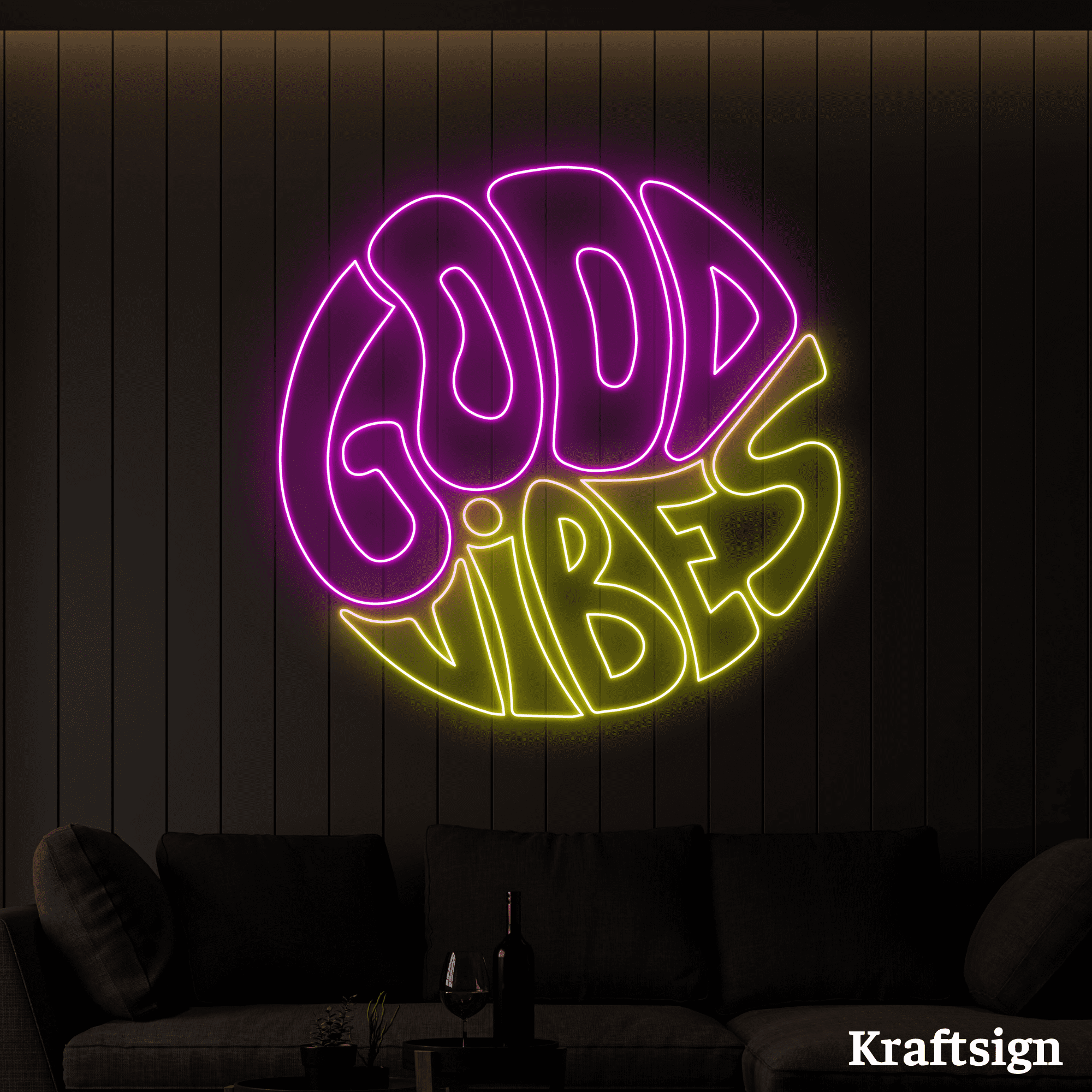 Craftnamesign Good Vibes LED Neon Sign, Bedroom Decor, Living Room ...