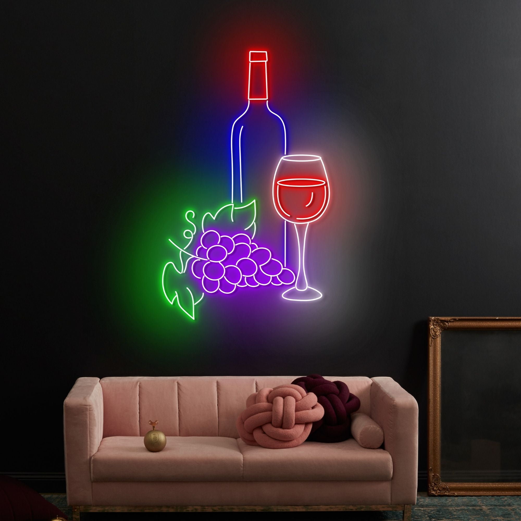 Craftnamesign Grape Wine Neon Sign Wall Art, Wine Bar LED Light, Grape ...