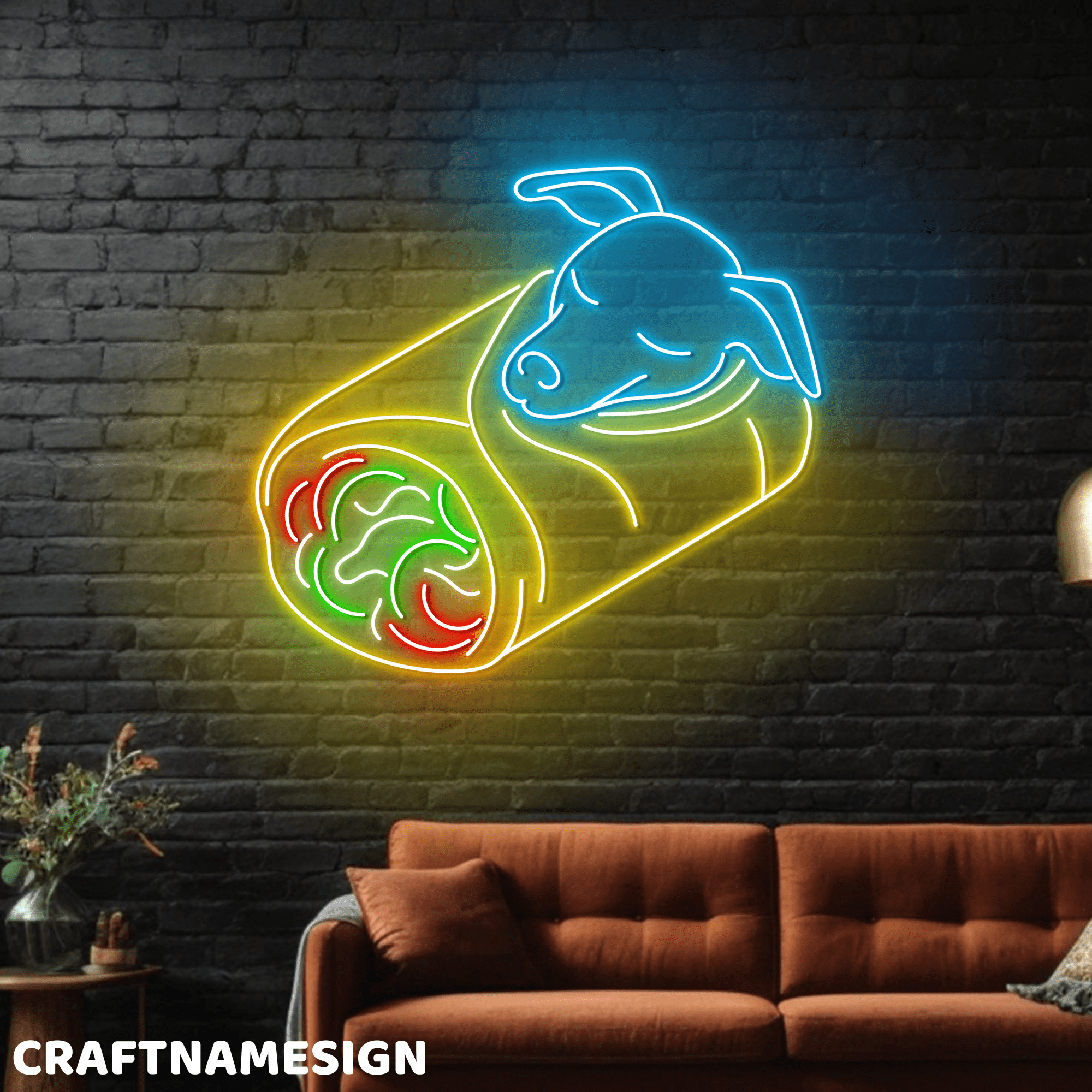 Craftnamesign Greyhound Dog Burrito Neon Sign, Mexican Restaurant Wall ...