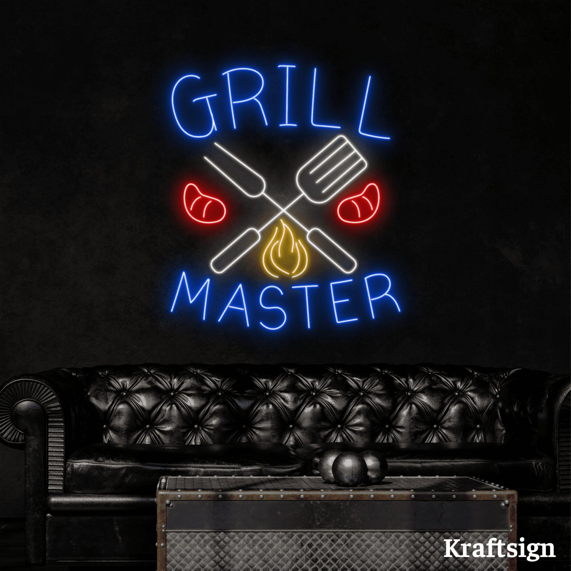 Craftnamesign Grill Master Neon Sign, BBQ Restaurant Decor, Grill LED ...