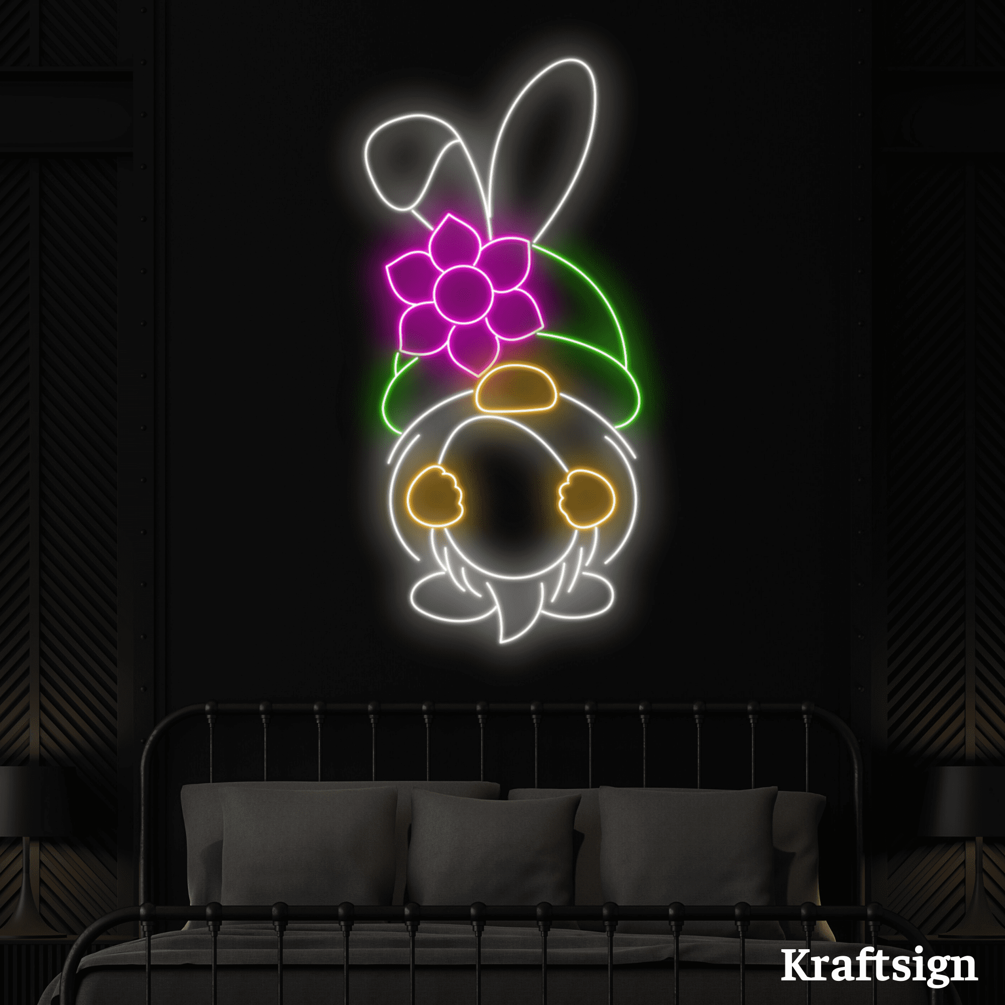 Craftnamesign Grome Hold Egg Neon Sign, Easter Day LED Sign, Kid Room ...