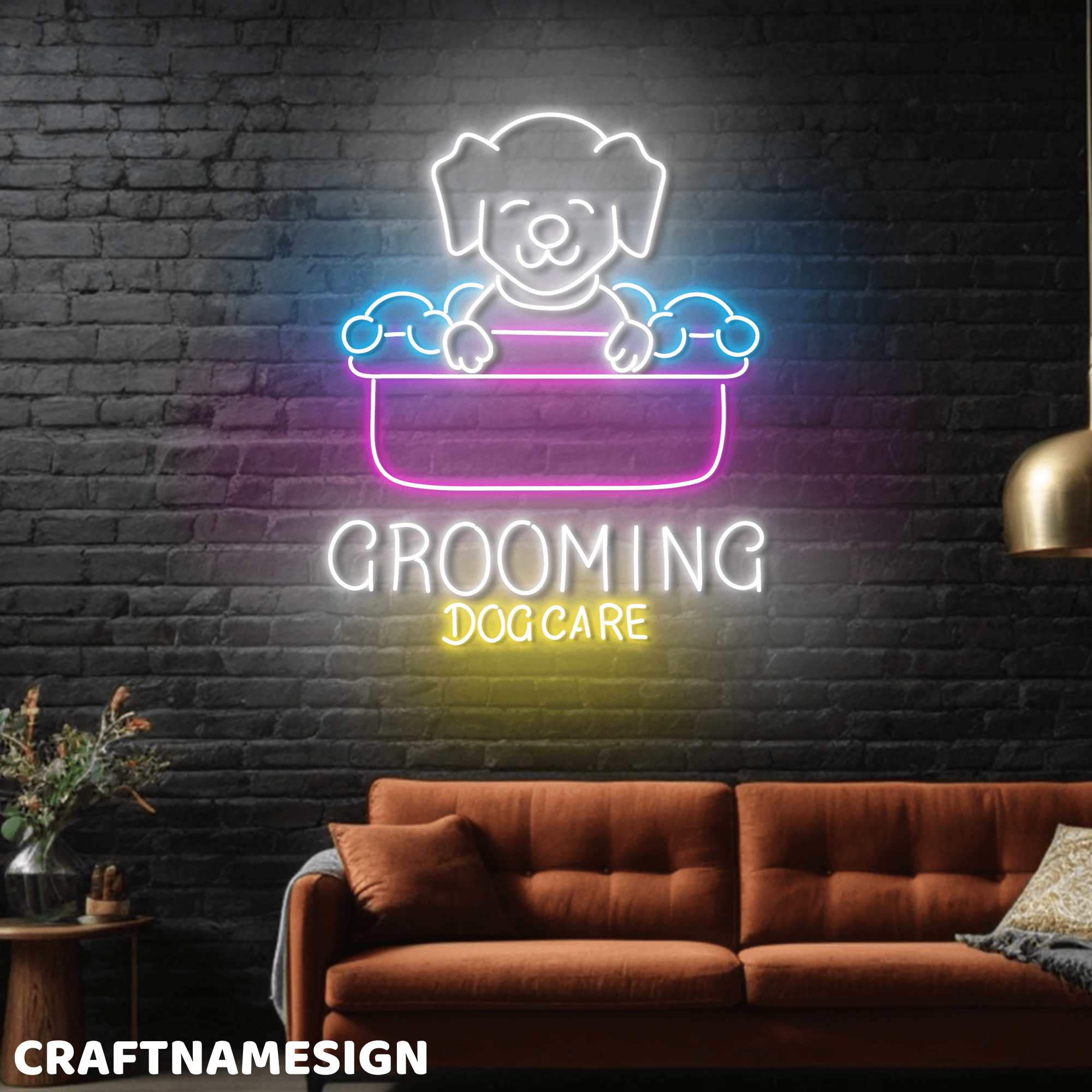 Craftnamesign Grooming Dog Care Neon Light, Welcome Sign For Dog ...