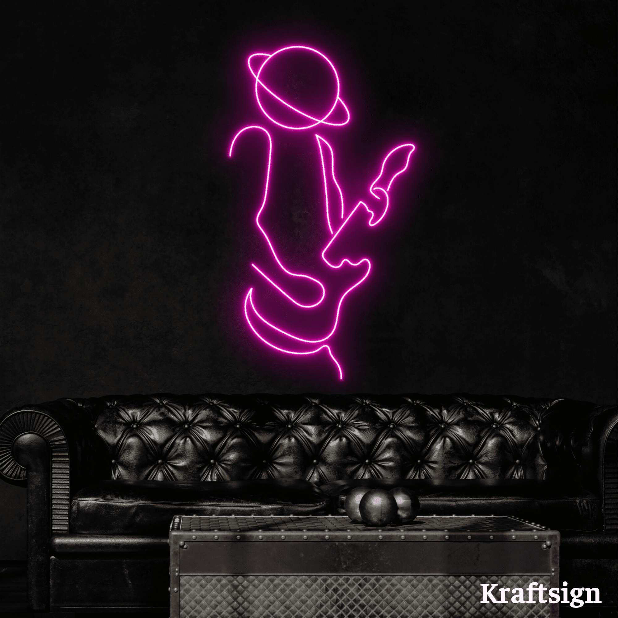 Craftnamesign Guitarist Neon LED Sign, Musician Gifts, Men Cave Decor ...