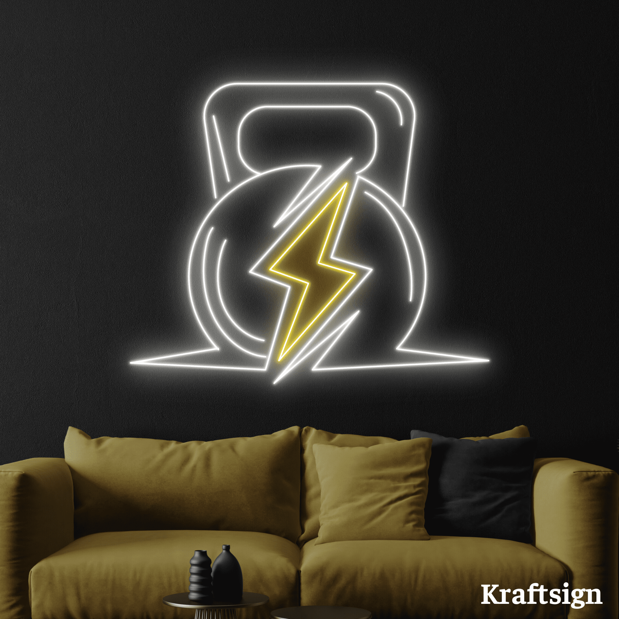 Craftnamesign Gym Kettlebells Lightning Neon Sign,Gym Room Decor,LED ...