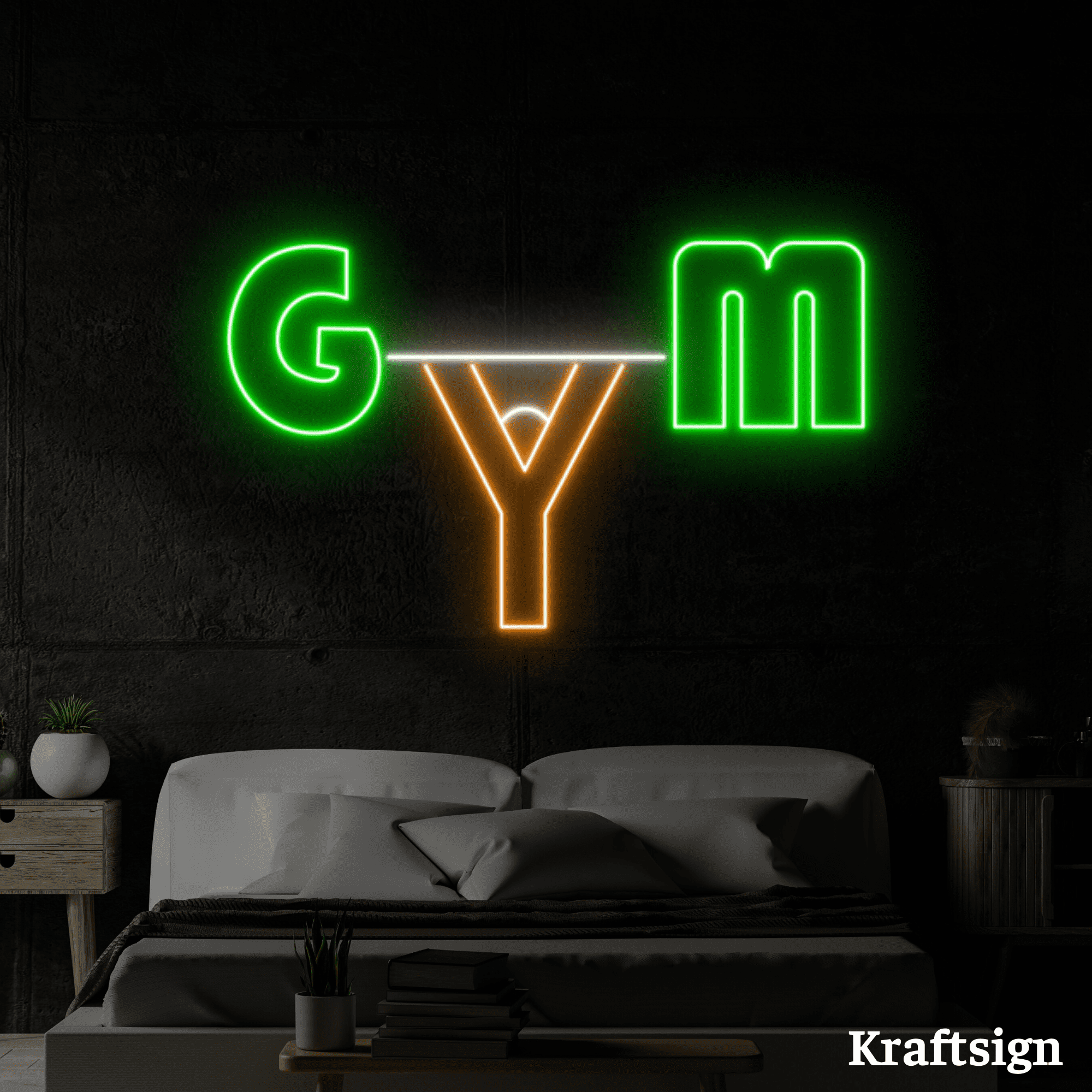 Craftnamesign Gym Neon Sign, Gym Fitness Room LED Sign, Men Cave Decor ...