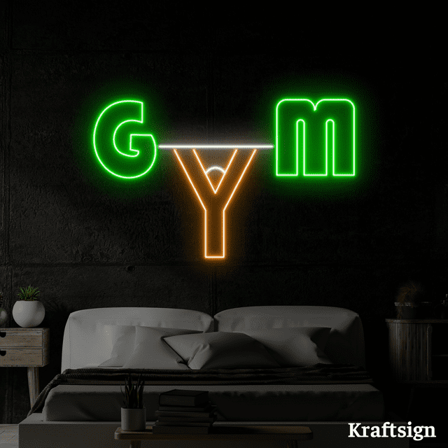 Craftnamesign Gym Neon Sign, Gym Fitness Room LED Sign, Men Cave Decor ...