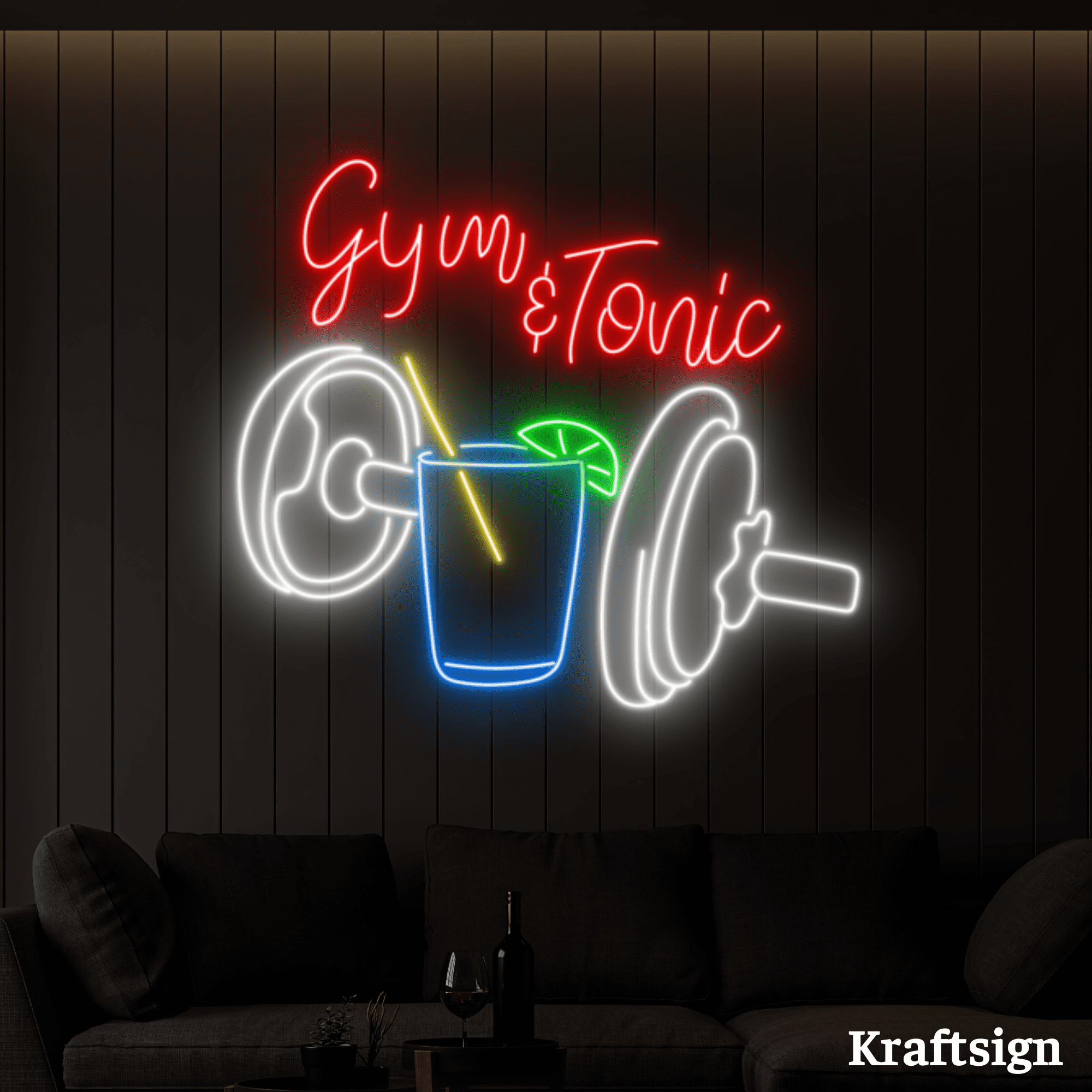 Craftnamesign Gym Tonic Neon Sign, Cocktail Bar LED Sign, Gym Room ...