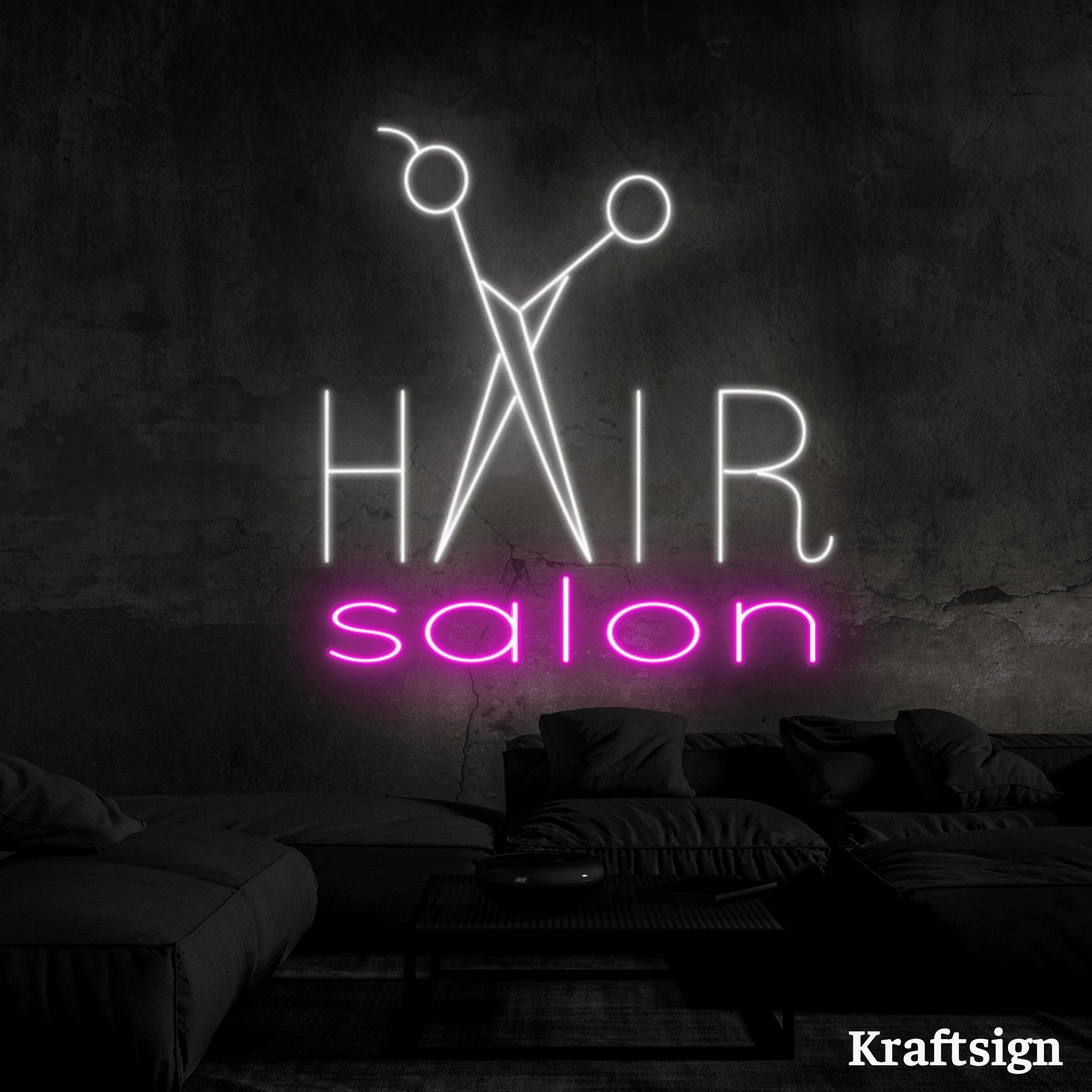 Craftnamesign Hair Salon Neon Sign, Haircut LED Sign, Hair Salon Decor ...