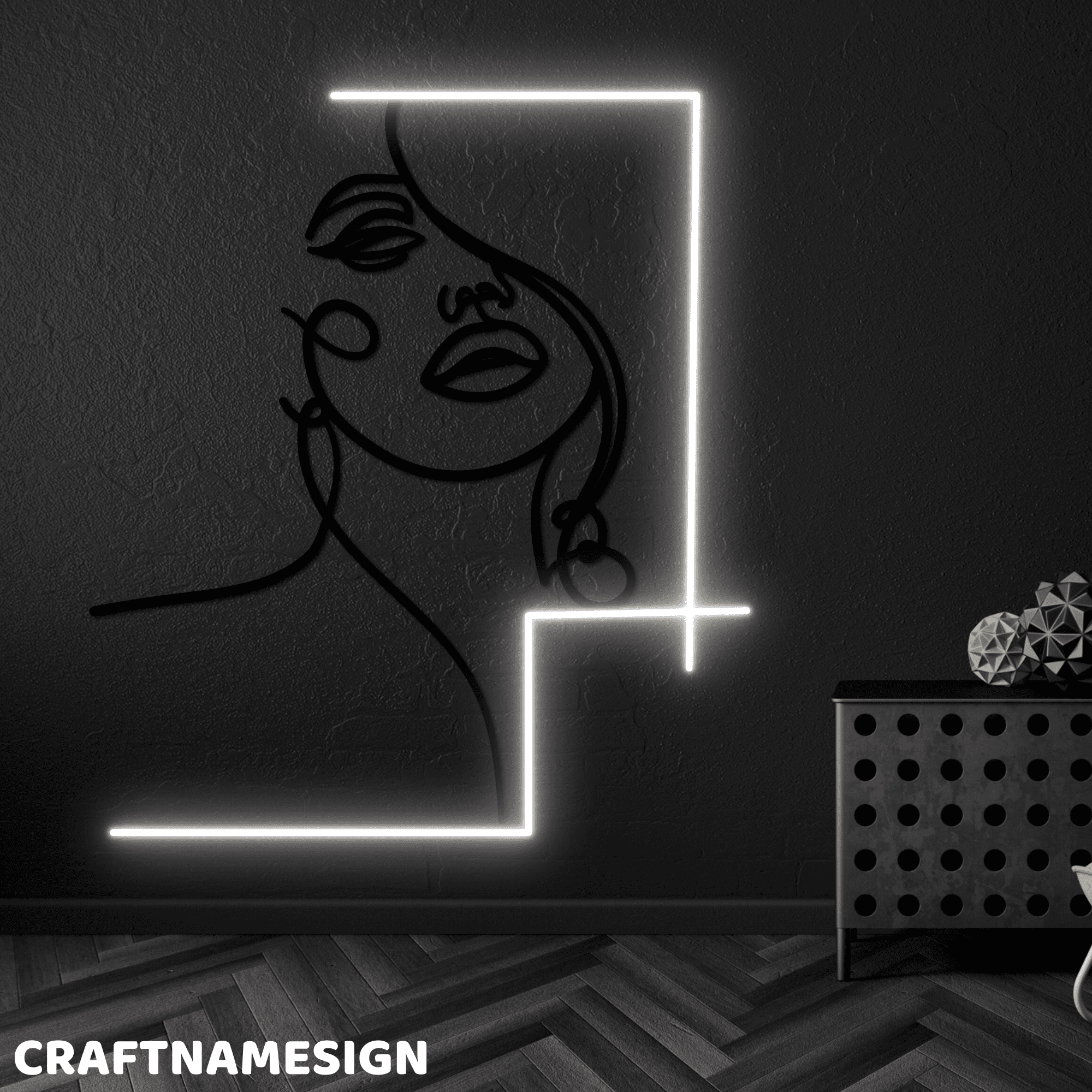 Craftnamesign Half Girl Face Neon Decal, Girl Artwork, Bedroom Wall ...