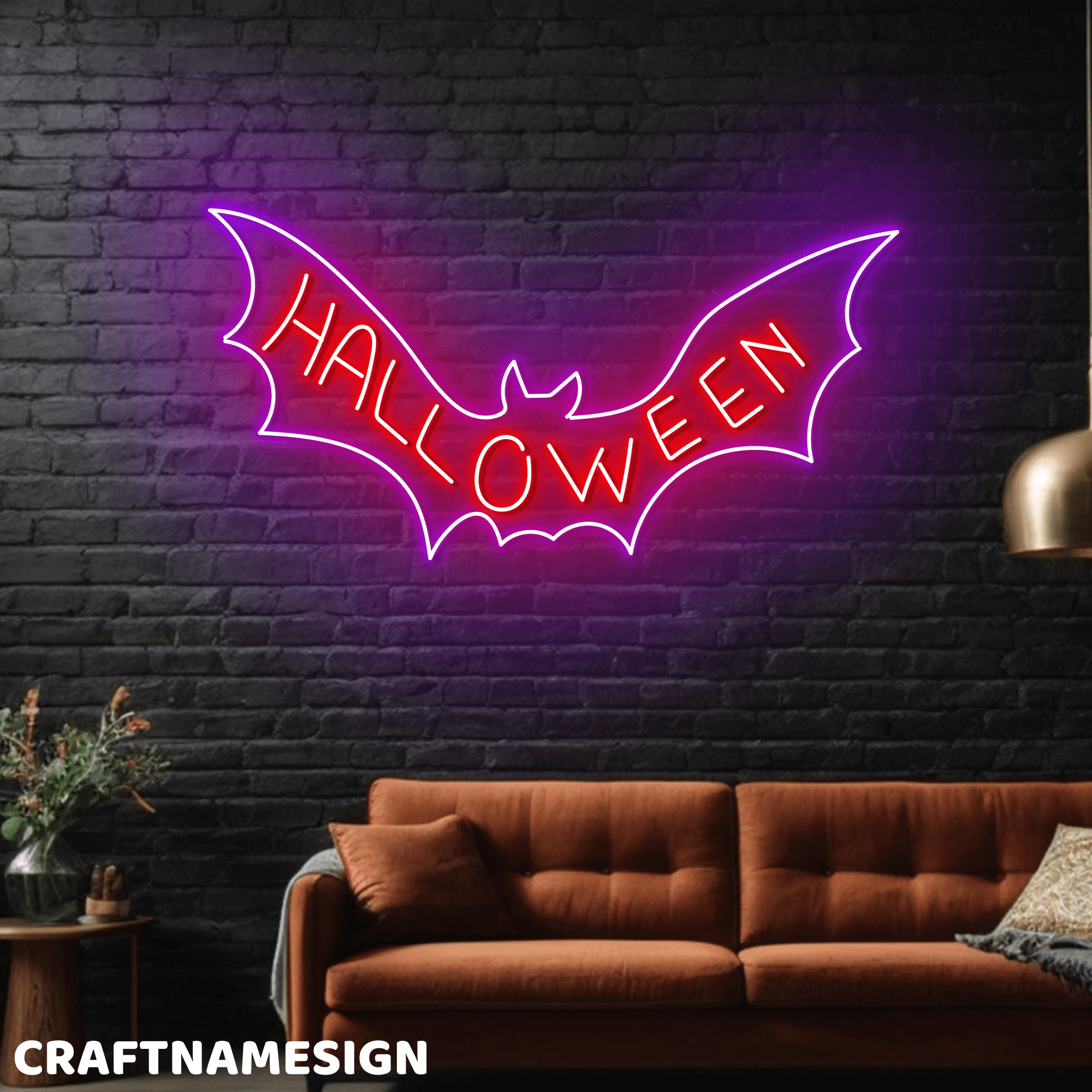 Craftnamesign Halloween Bat Neon Light For Wall Decor, Halloween LED ...