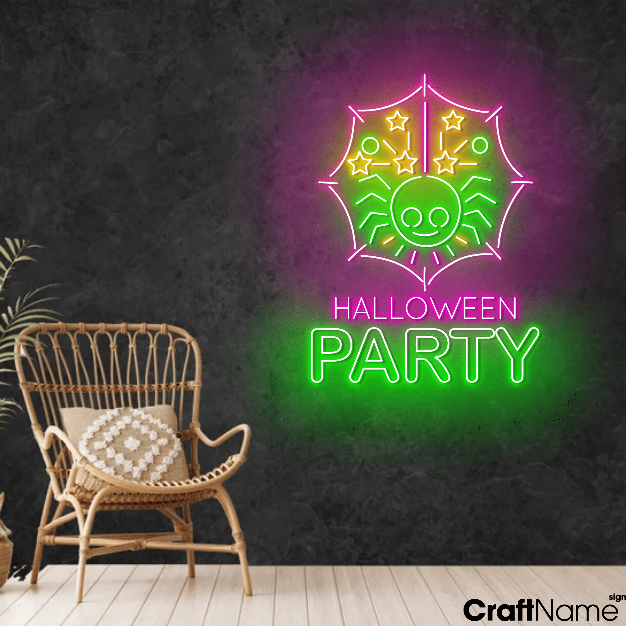 Craftnamesign Halloween Party Spider Neon Light Decor For Spooky ...