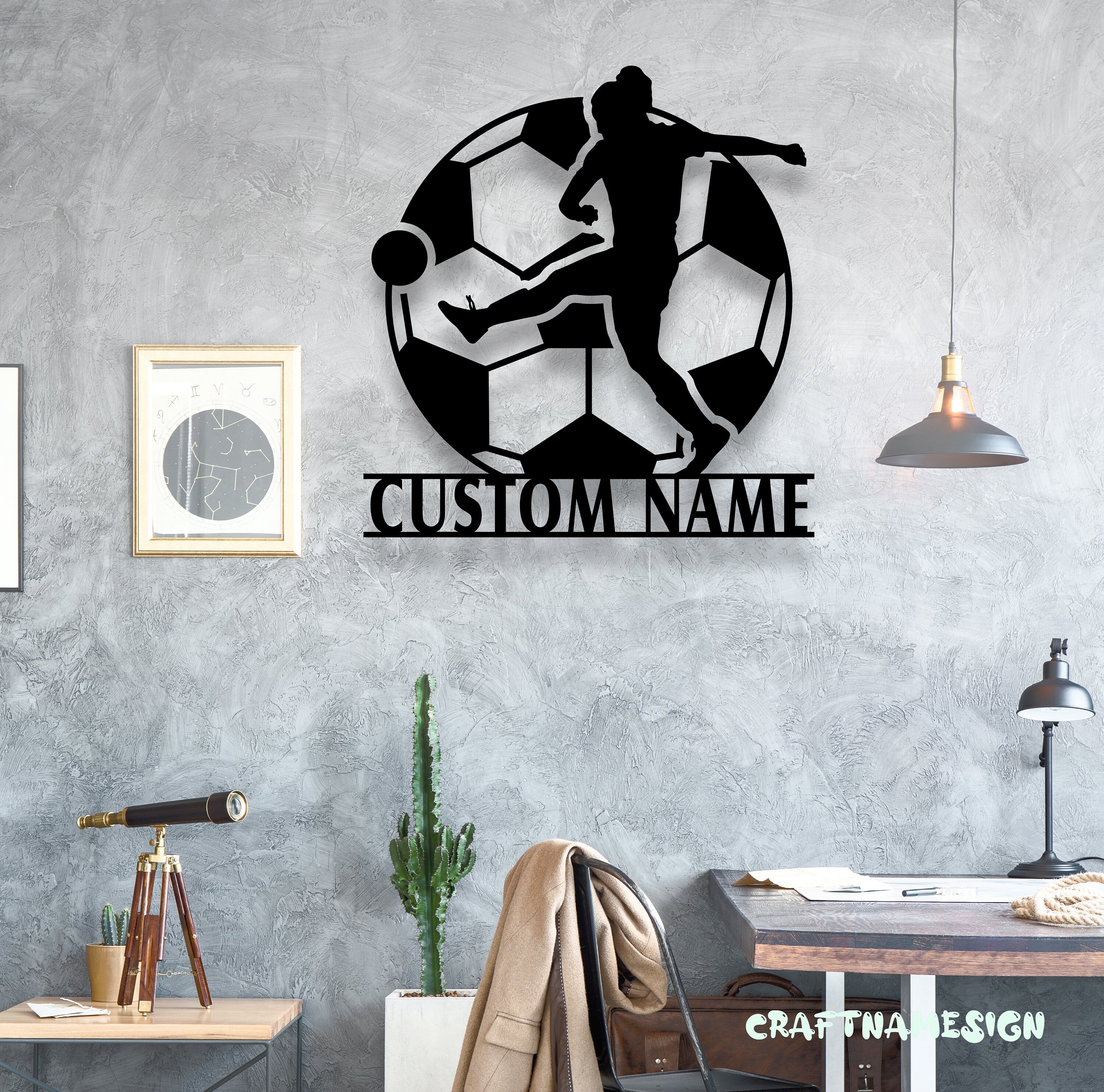 Craftnamesign Custom Female Soccer Metal Wall Art LED Light, Custom ...