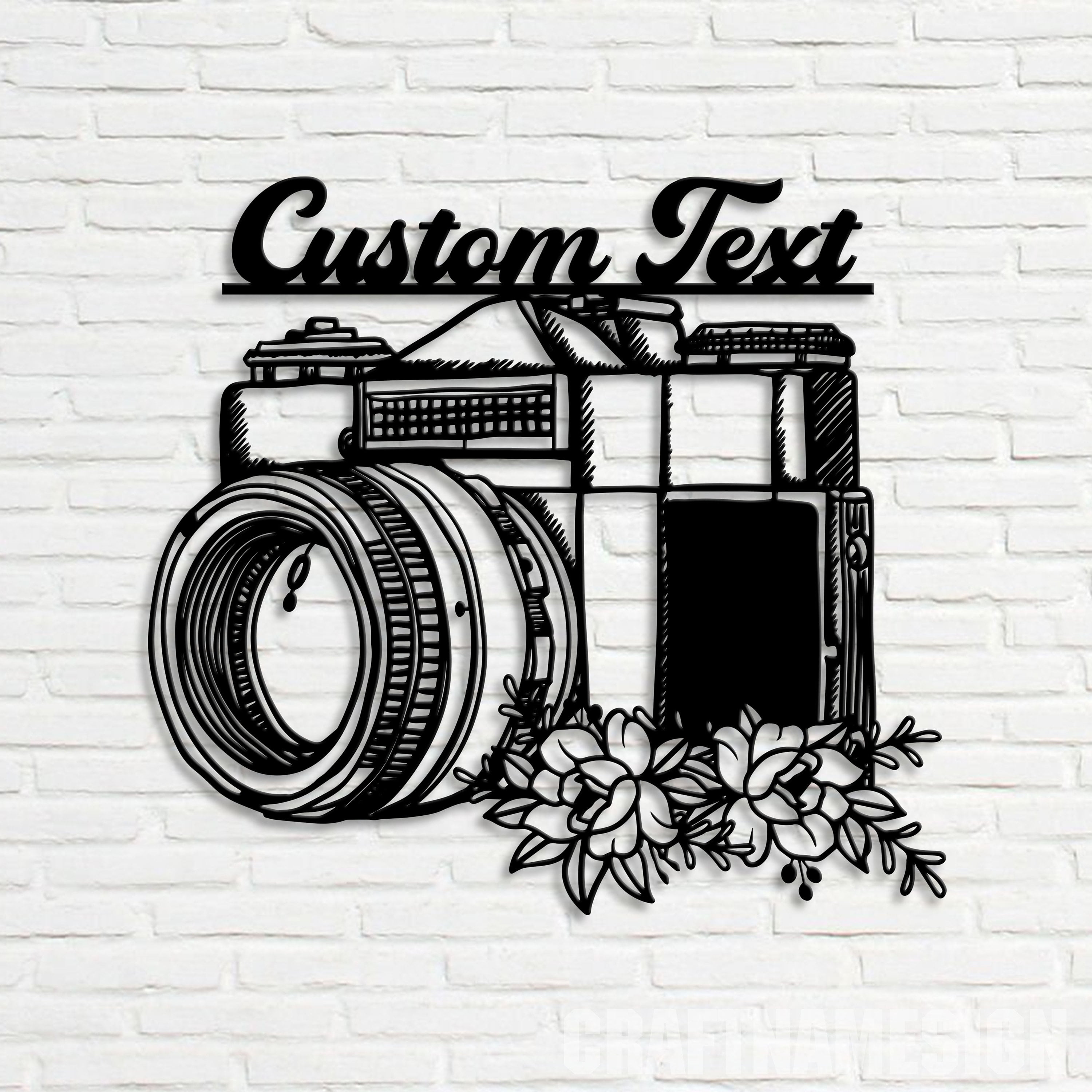 Craftnamesign Custom Camera Metal Wall Art LED Light, Photographer Name ...