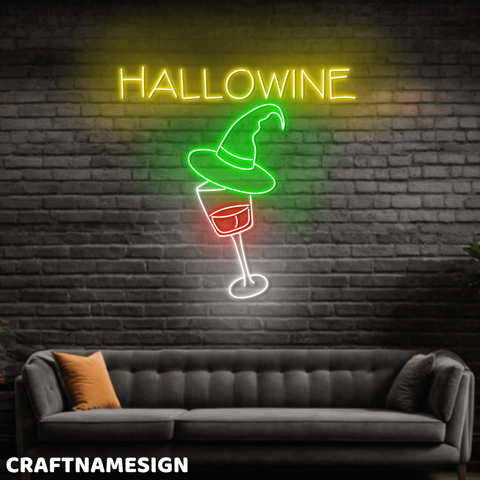 Craftnamesign Halloween Wine Neon Sign, Hallowine LED For Wine Bar ...