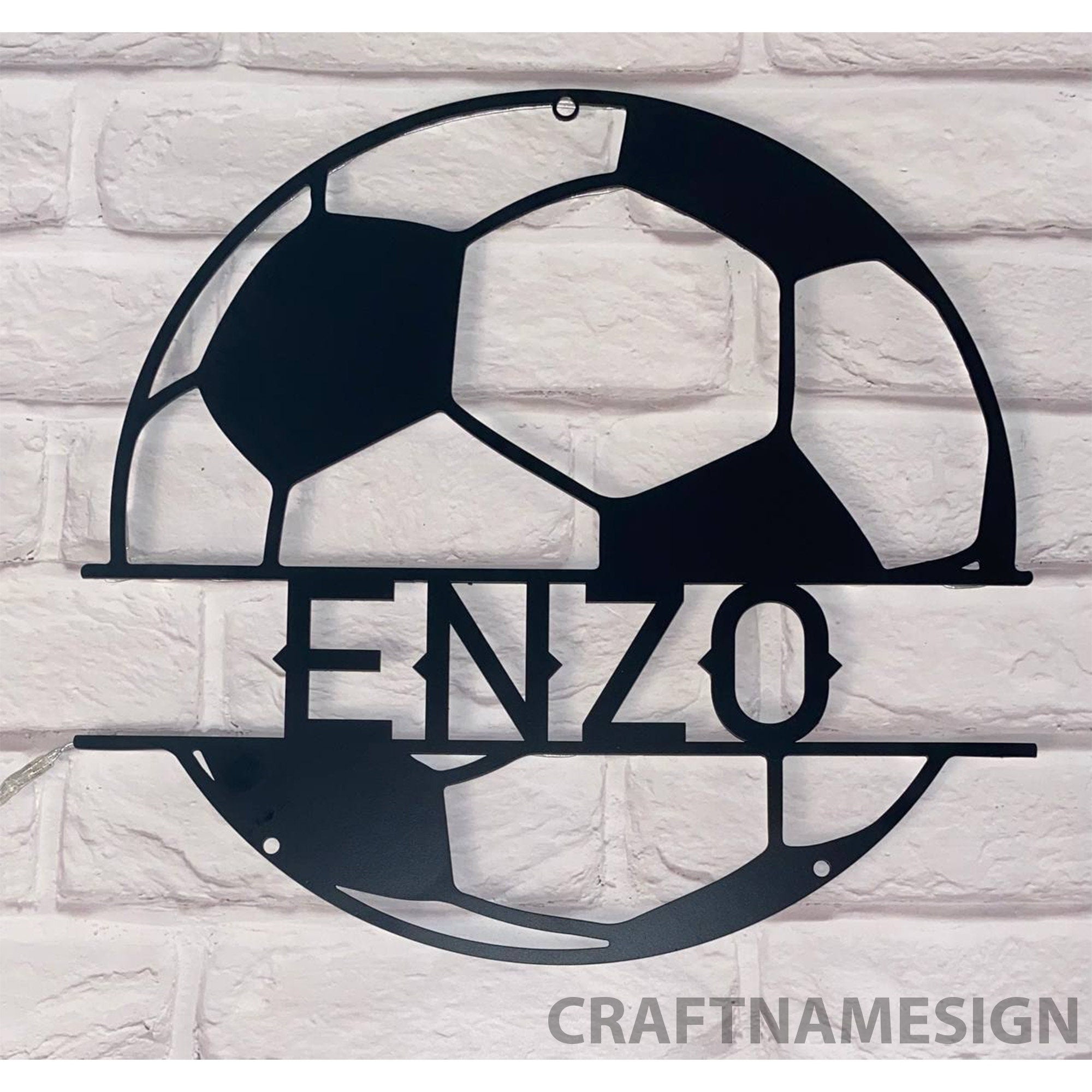 Craftnamesign Custom Soccer Ball Metal Wall Art LED Light, Football ...