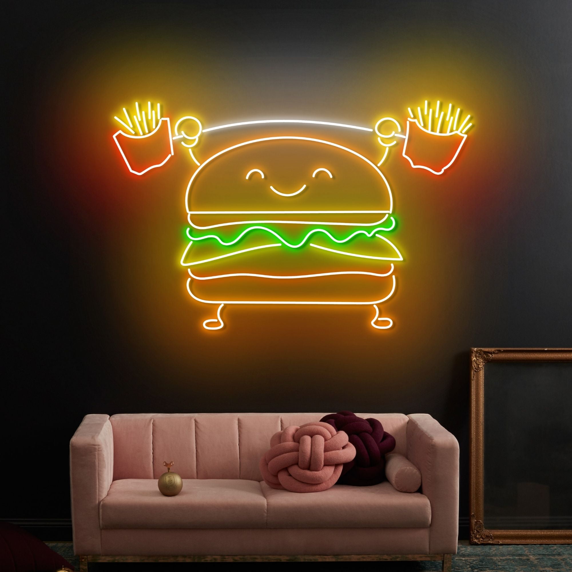 Craftnamesign Hamburger French Fries Neon Art, Burger Store Led Light ...