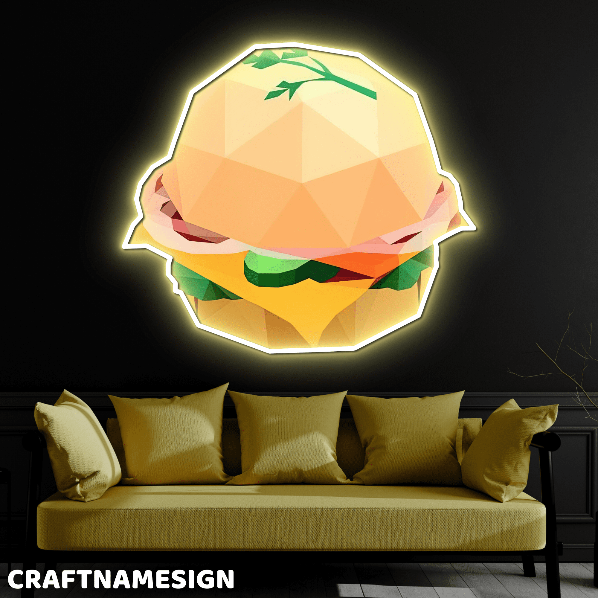 Craftnamesign Hamburger Neon Decal, Burger Wall Art, Fast Food Wall ...