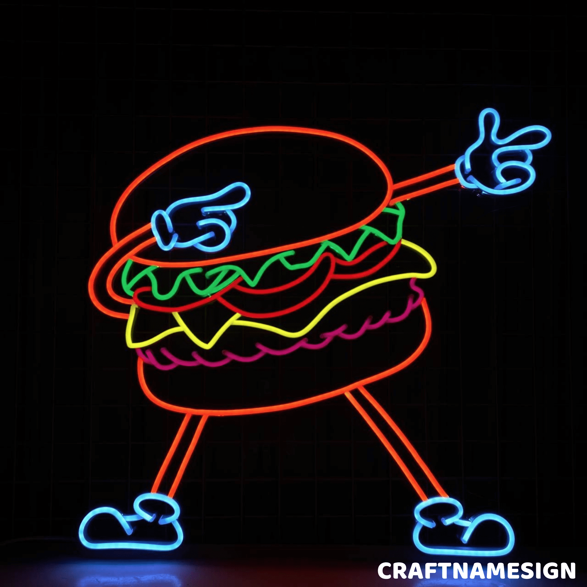 Craftnamesign Hamburger Neon Light, Burger Store Decor, Fast Food Store ...
